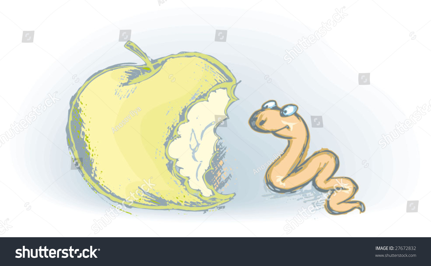 Worm Eating Apple Stock Vector (Royalty Free) 27672832