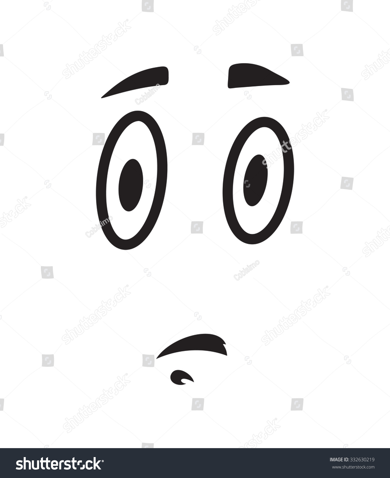 Worry Face Expression Cartoon Vector Illustration Stock Vector (Royalty ...