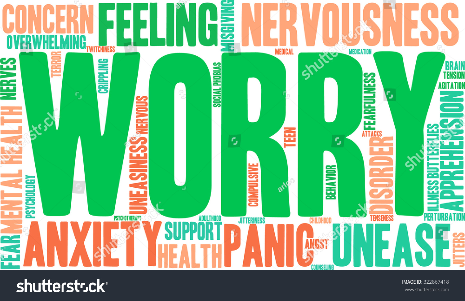 Worry Word Cloud On White Background Stock Vector (Royalty Free ...