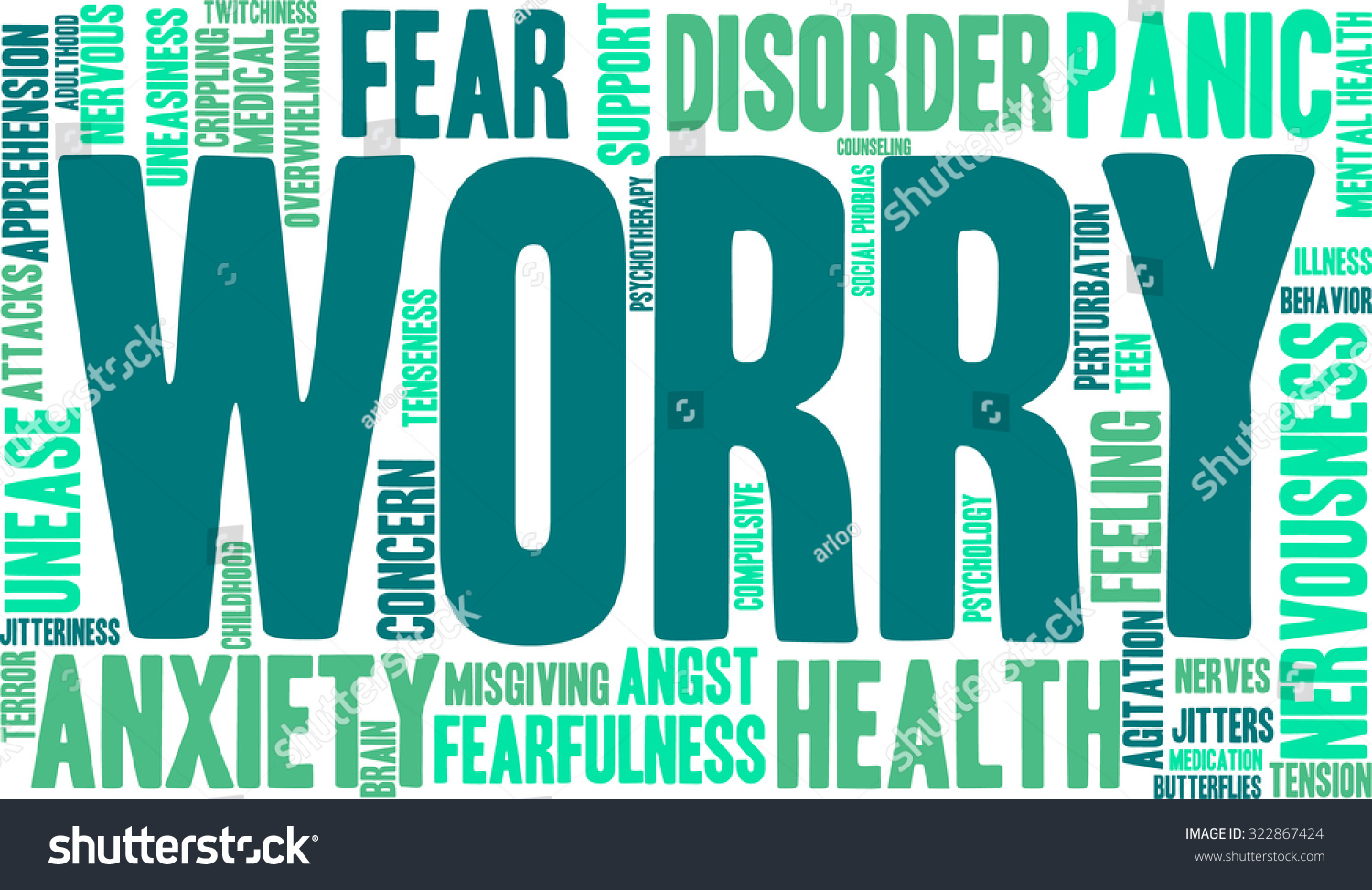 Worry Word Cloud On White Background Stock Vector (Royalty Free ...