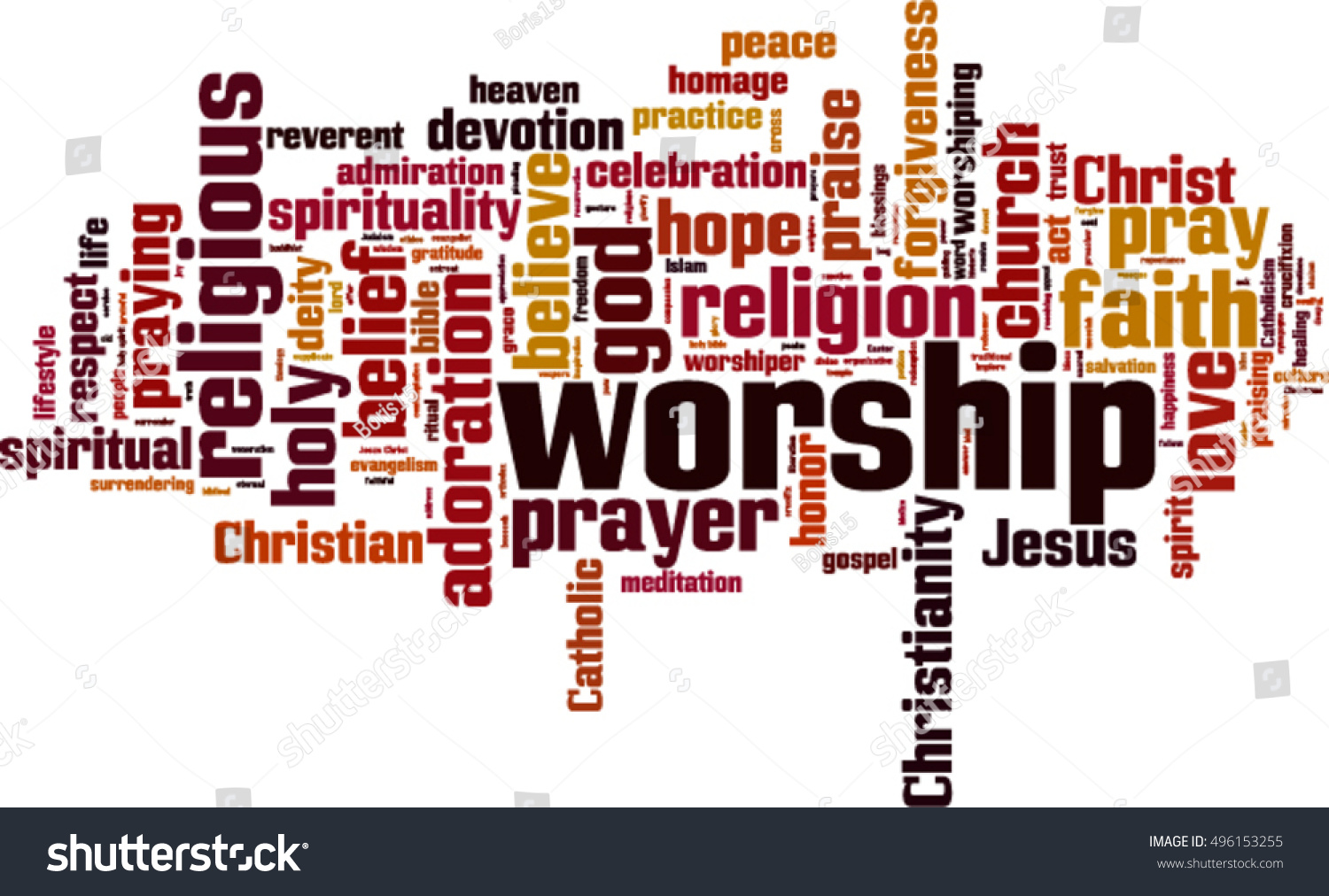 Worship Word Cloud Concept Vector Illustration: เวกเตอร์สต็อก (ปลอดค่า ...