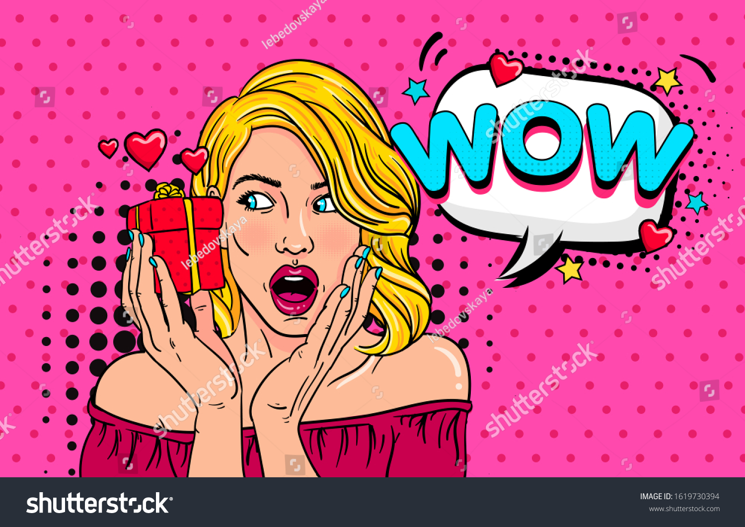 Wow Pop Art Face Surprised Fashion Stock Vector Royalty Free
