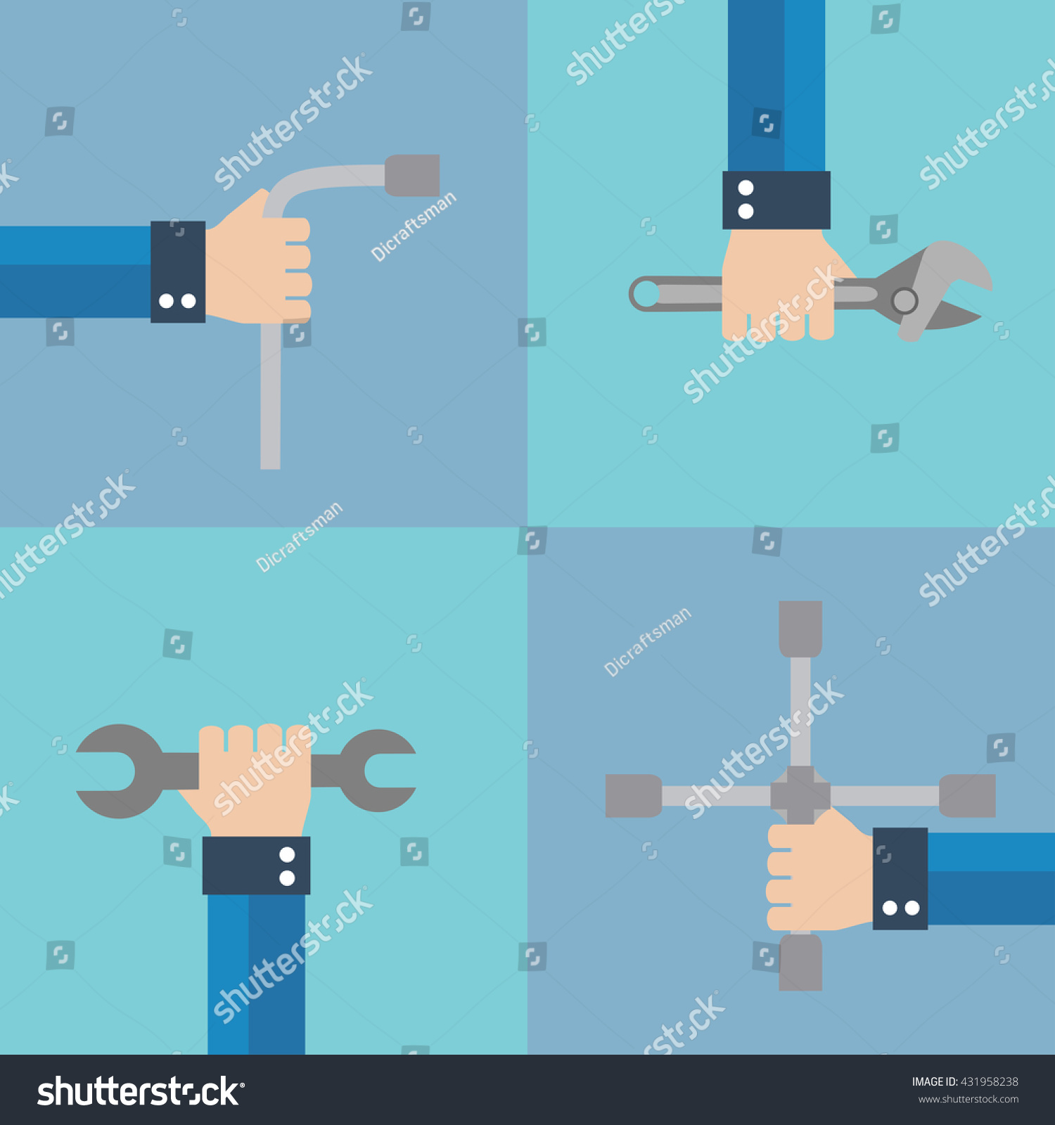 Wrench Design Flat Setvector Illustration Stock Vector (Royalty Free ...