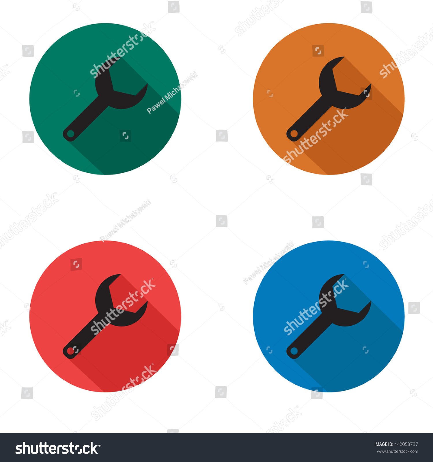 Wrench Icon Different Colors Collection Stock Vector (Royalty Free ...