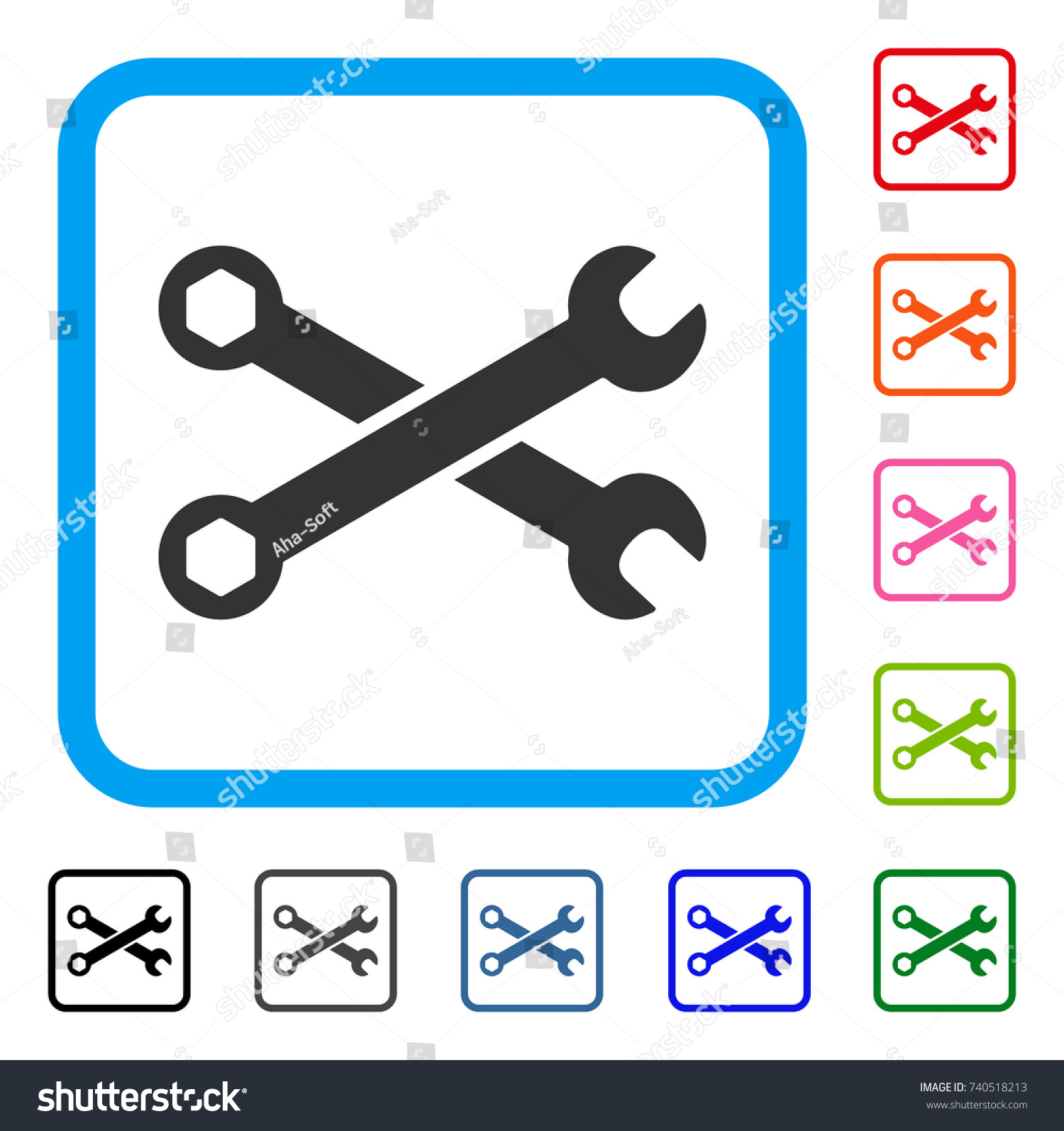 Wrenches Icon Flat Gray Iconic Symbol Stock Vector (Royalty Free) 740518213