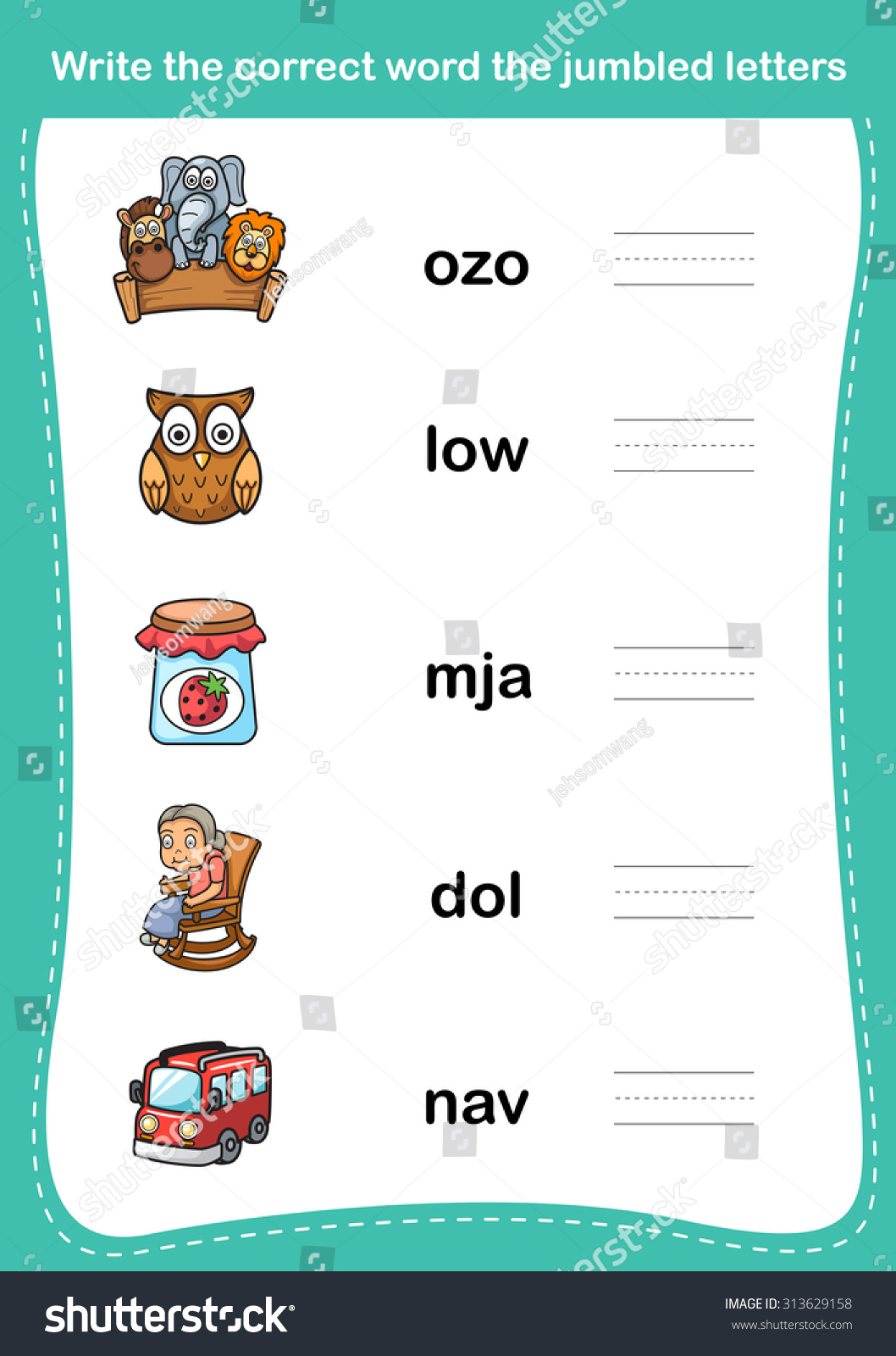 Write Correct Word Jumbled Lettersillustration Vector Stock Vector ...