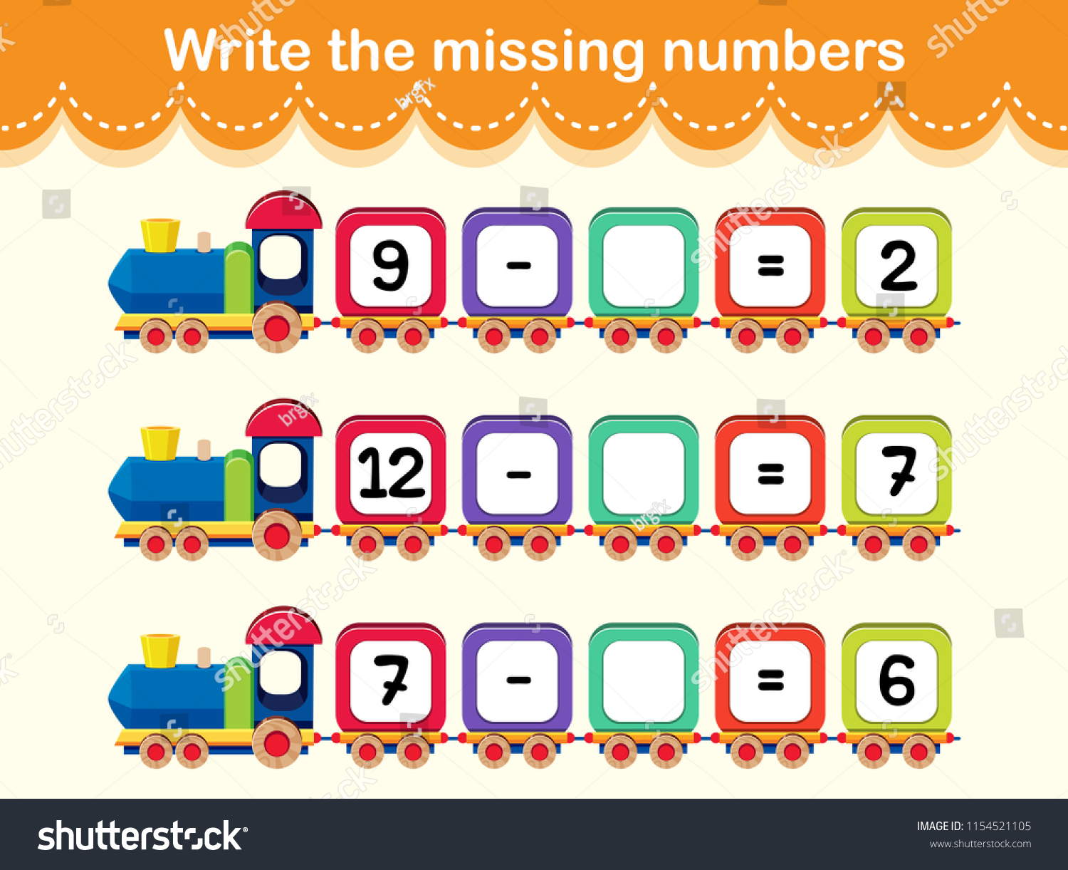 Write Missing Numbers Train Concept Illustration Stock Vector (Royalty ...