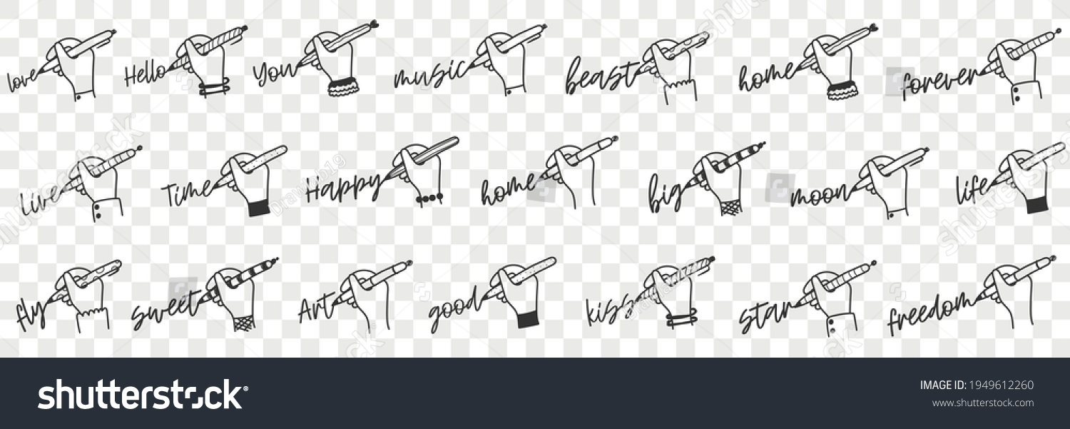 Writing Human Hand Doodle Set Stock Vector (Royalty Free) 1949612260 ...