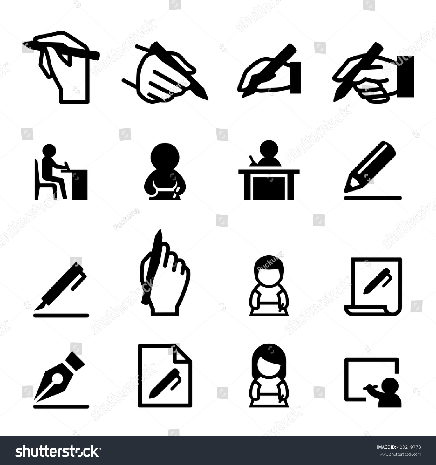 Writing Icon Set Stock Vector 420219778 - Shutterstock