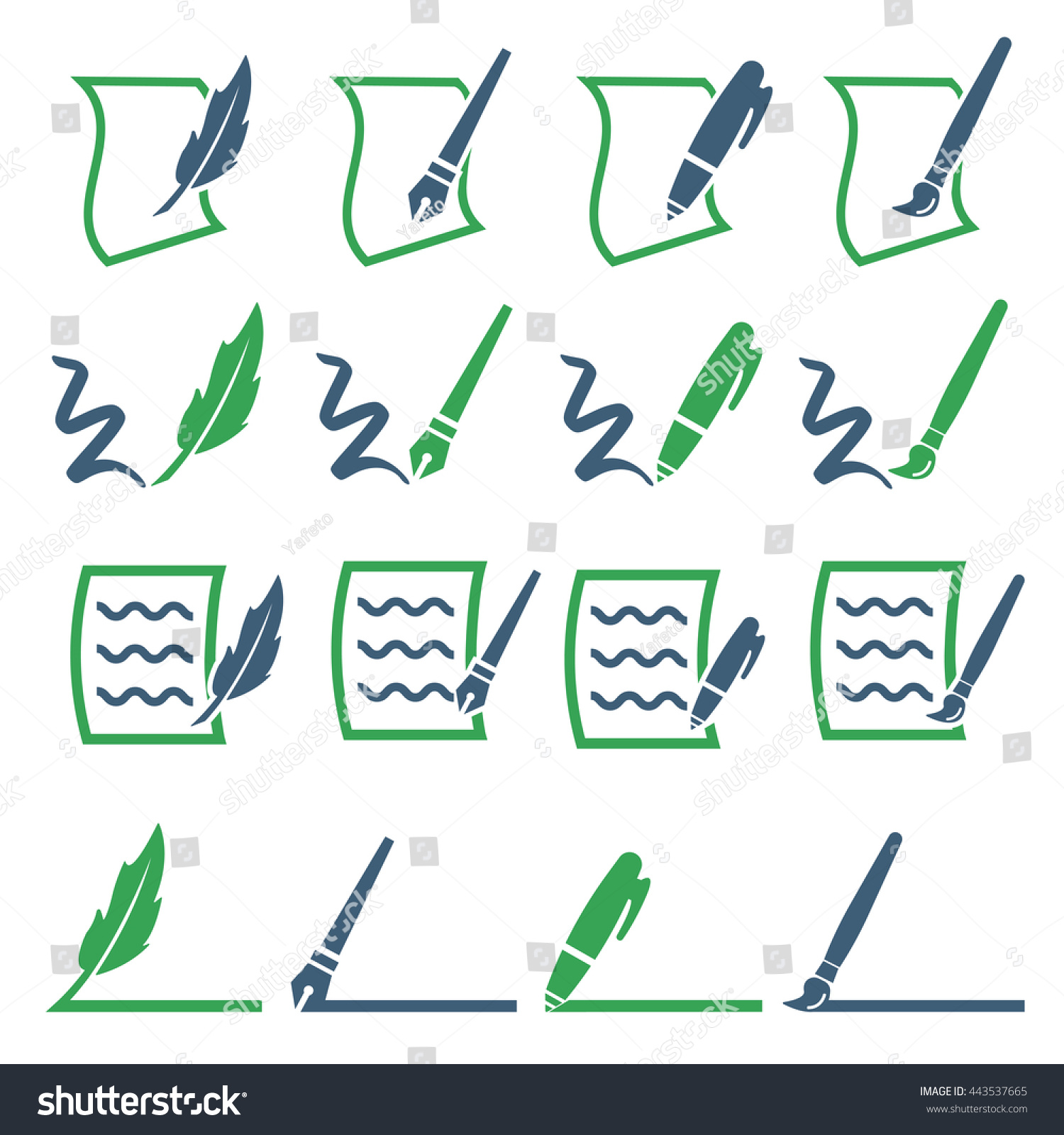 Writing Icons Set Stock Vector Illustration 443537665 : Shutterstock