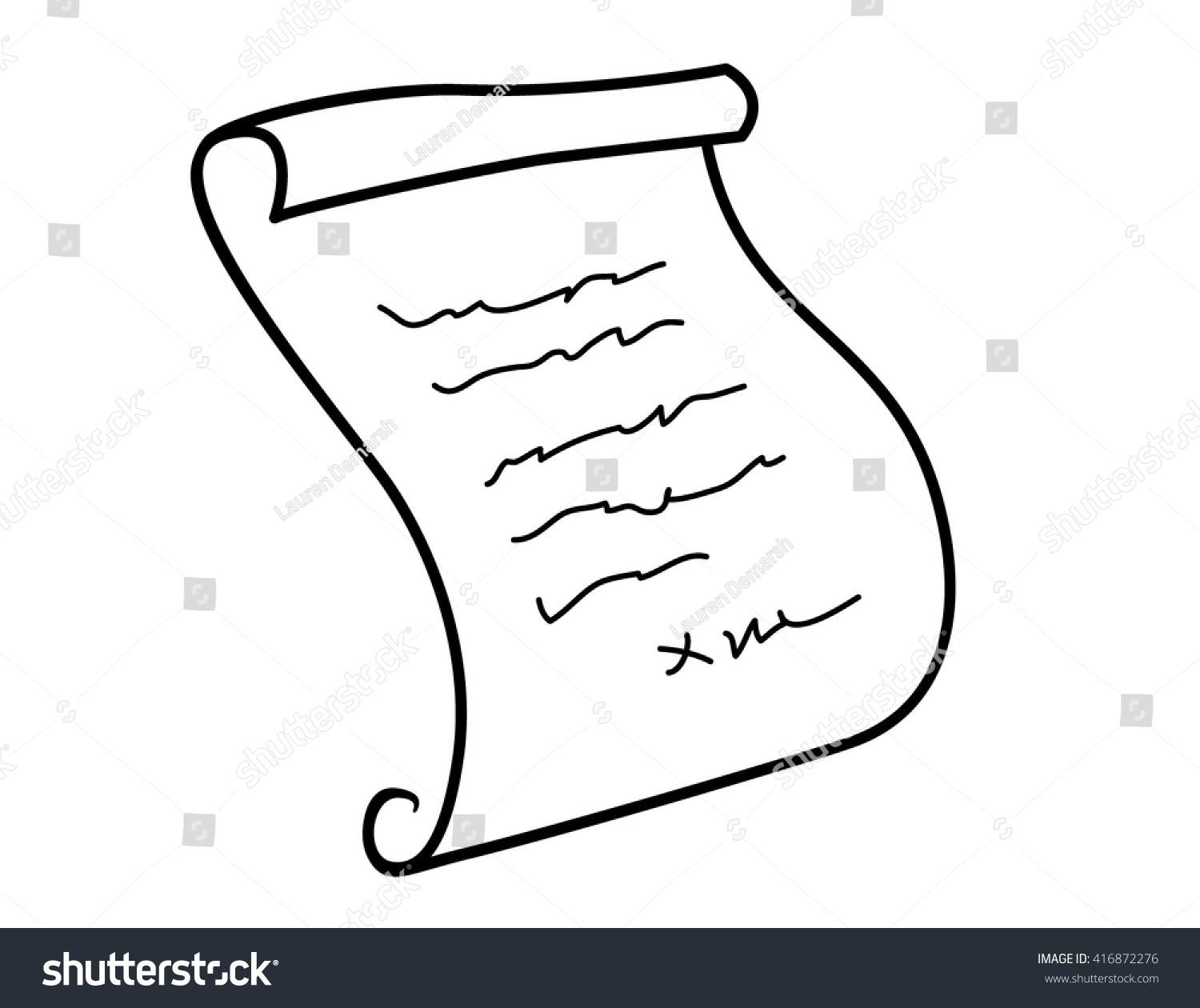 Written Document Scroll Unrolled Black Vector Stock Vector 416872276 ...