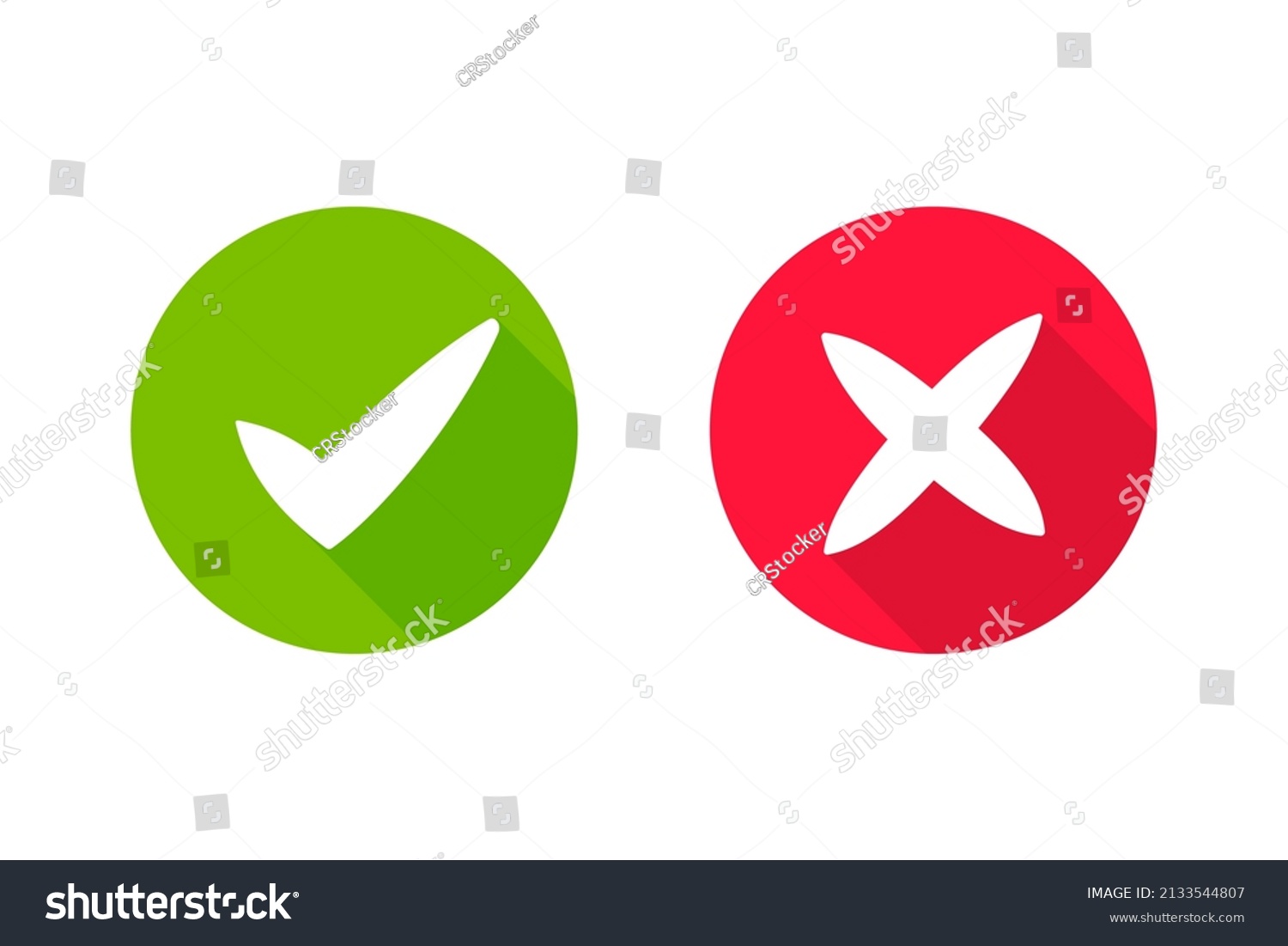 Wrong Check Mark Icon Long Shadow Stock Vector (Royalty Free ...
