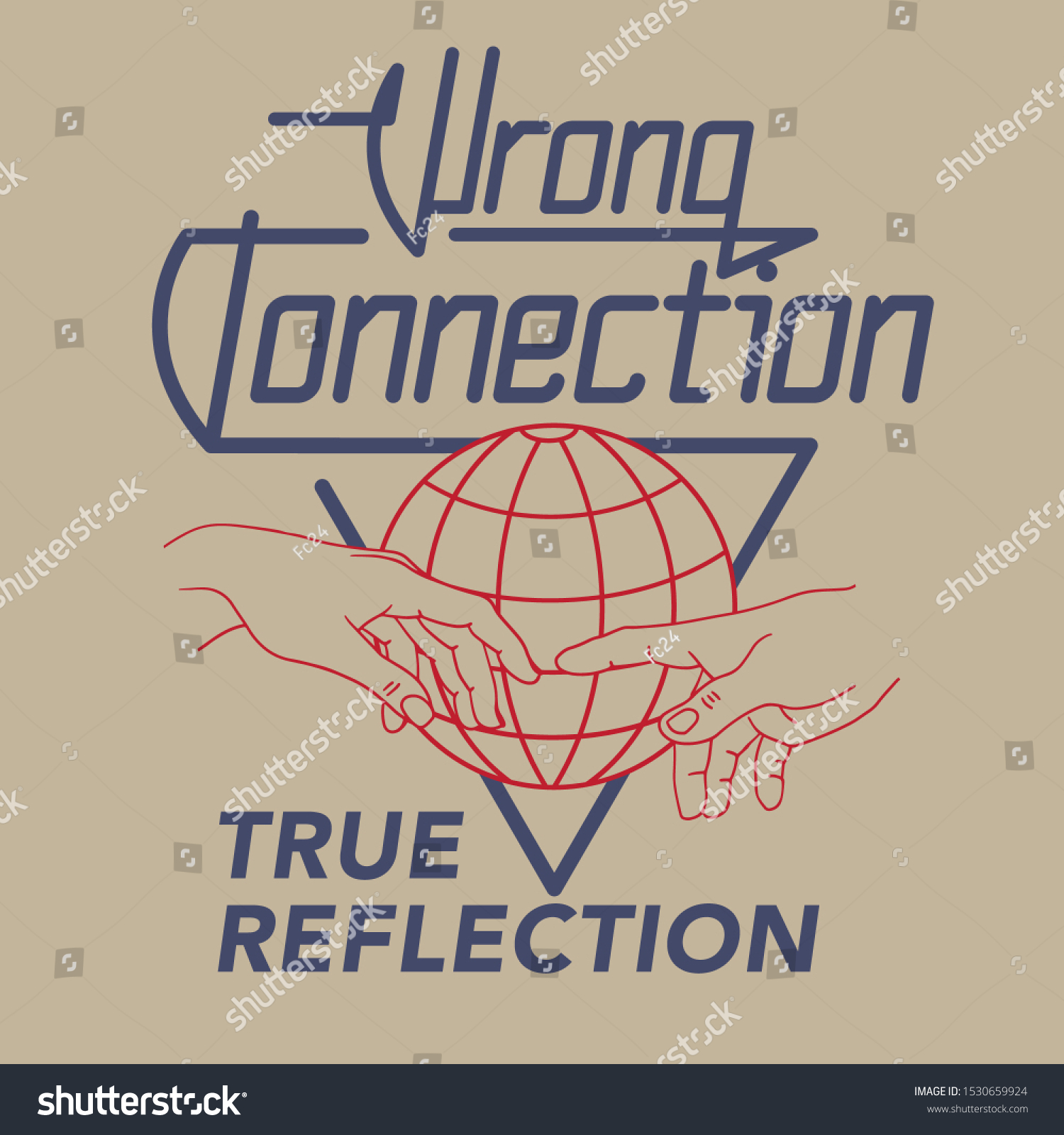 Wrong Connection True Reflection Slogan Print Stock Vector (Royalty ...