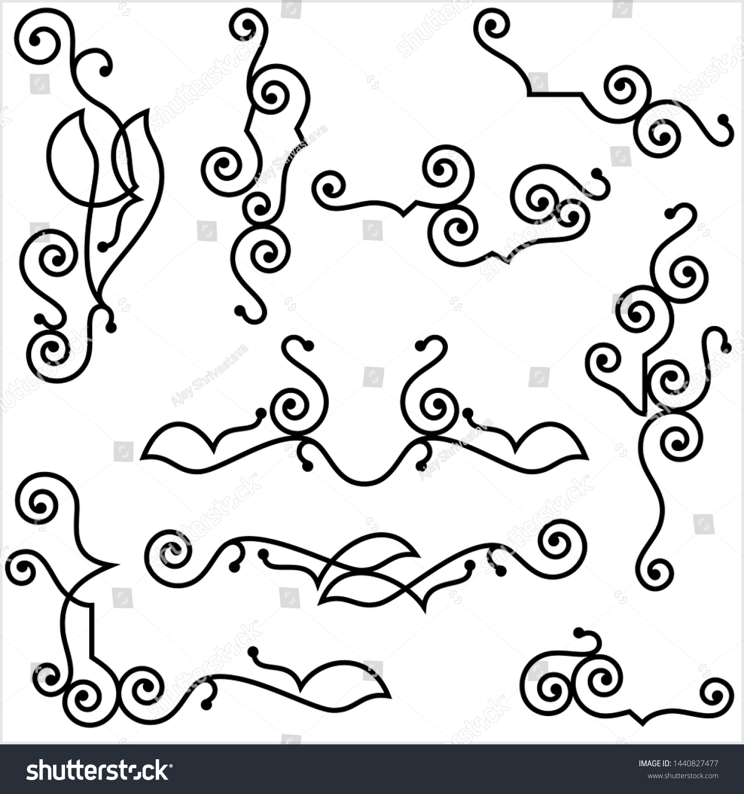 Wrought Iron Corner Border Design Elements Stock Vector (Royalty Free ...