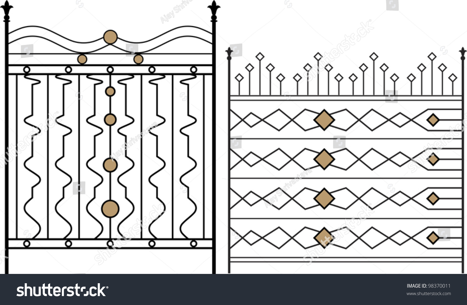 Wrought Iron Gate Stock Vector (Royalty Free) 98370011 | Shutterstock