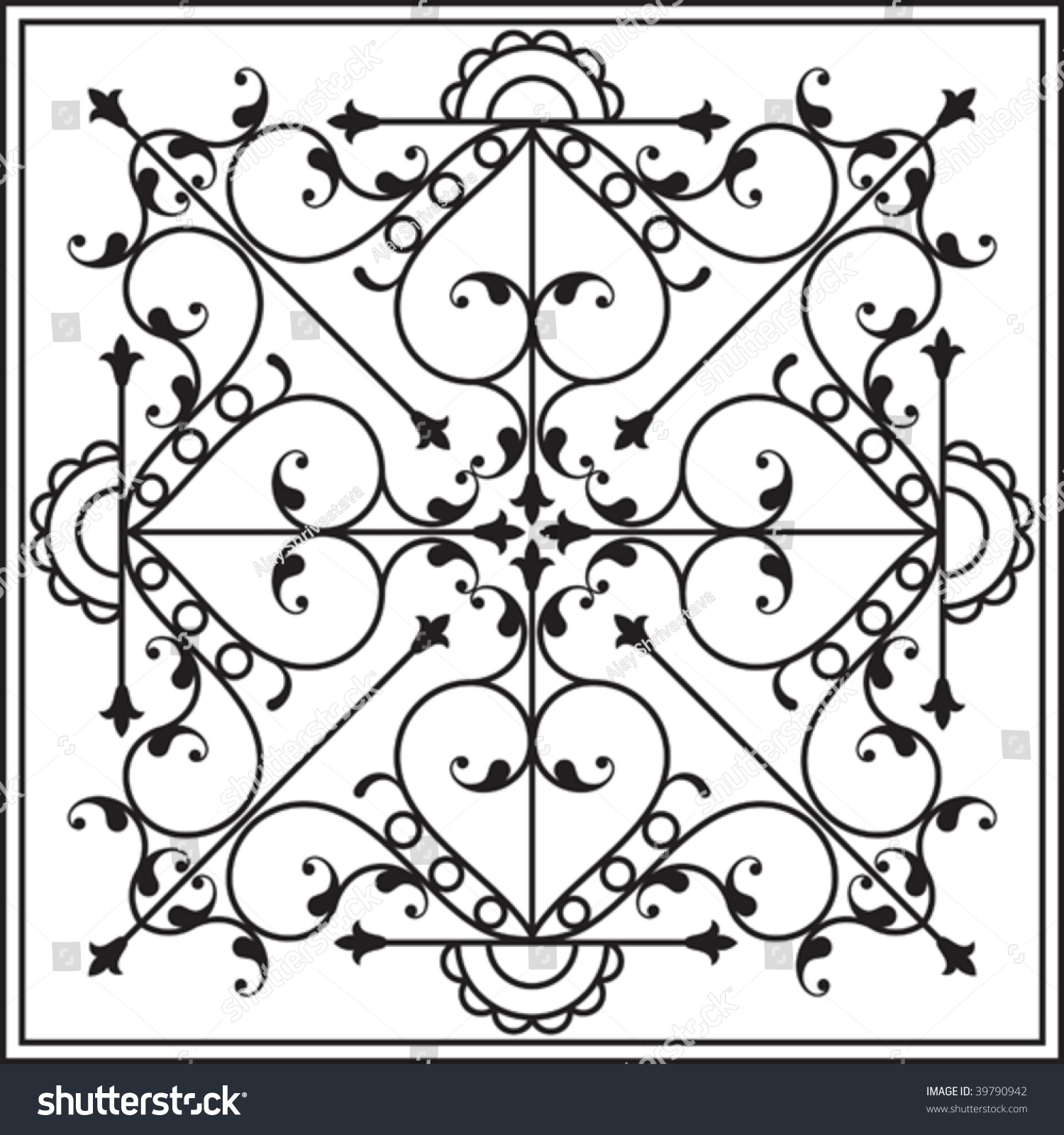 Wrought Iron Grill Window Gate Design Stock Vector (Royalty Free) 39790942