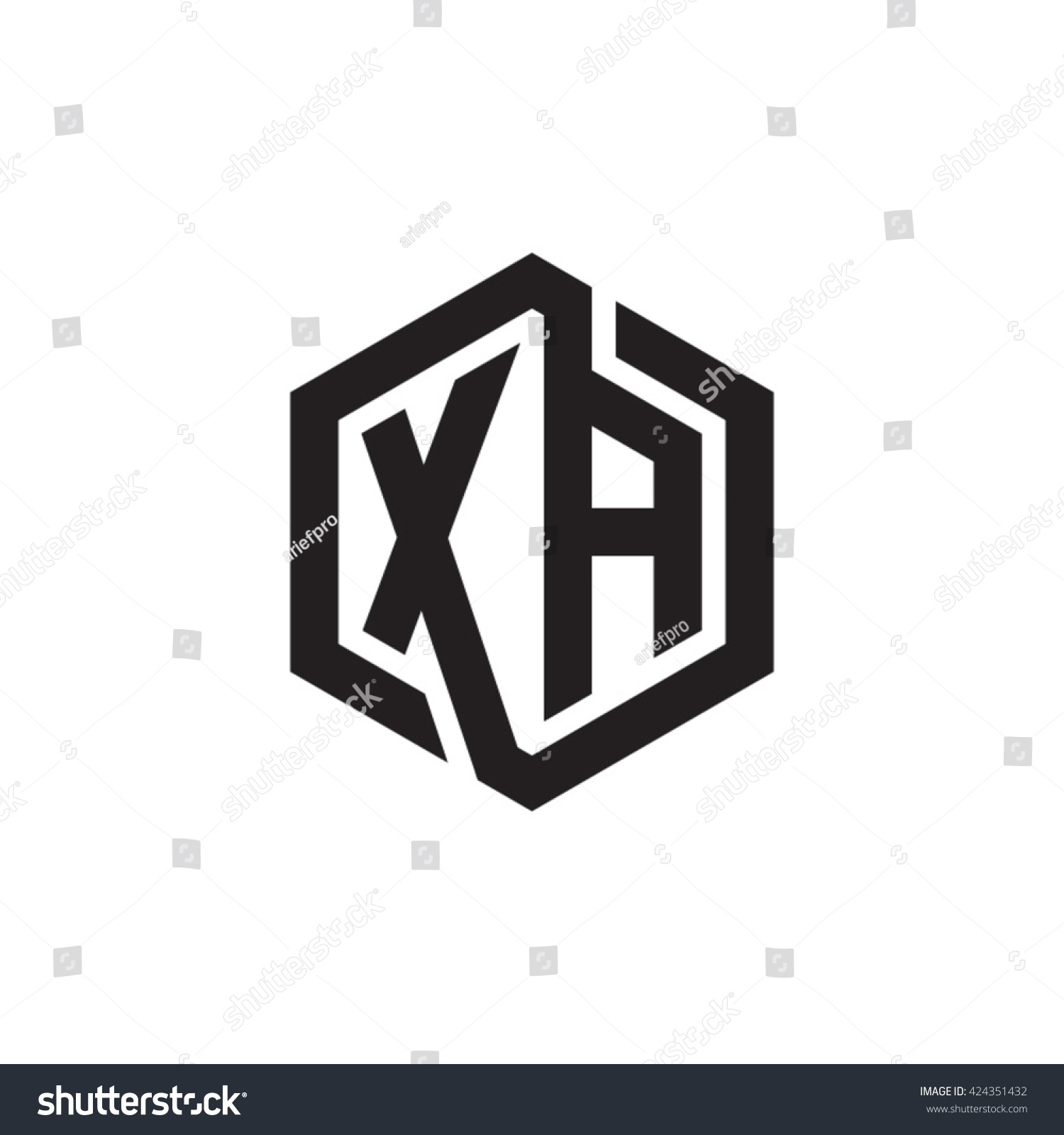 Xa Initial Letters Looping Linked Hexagon Stock Vector (Royalty Free ...