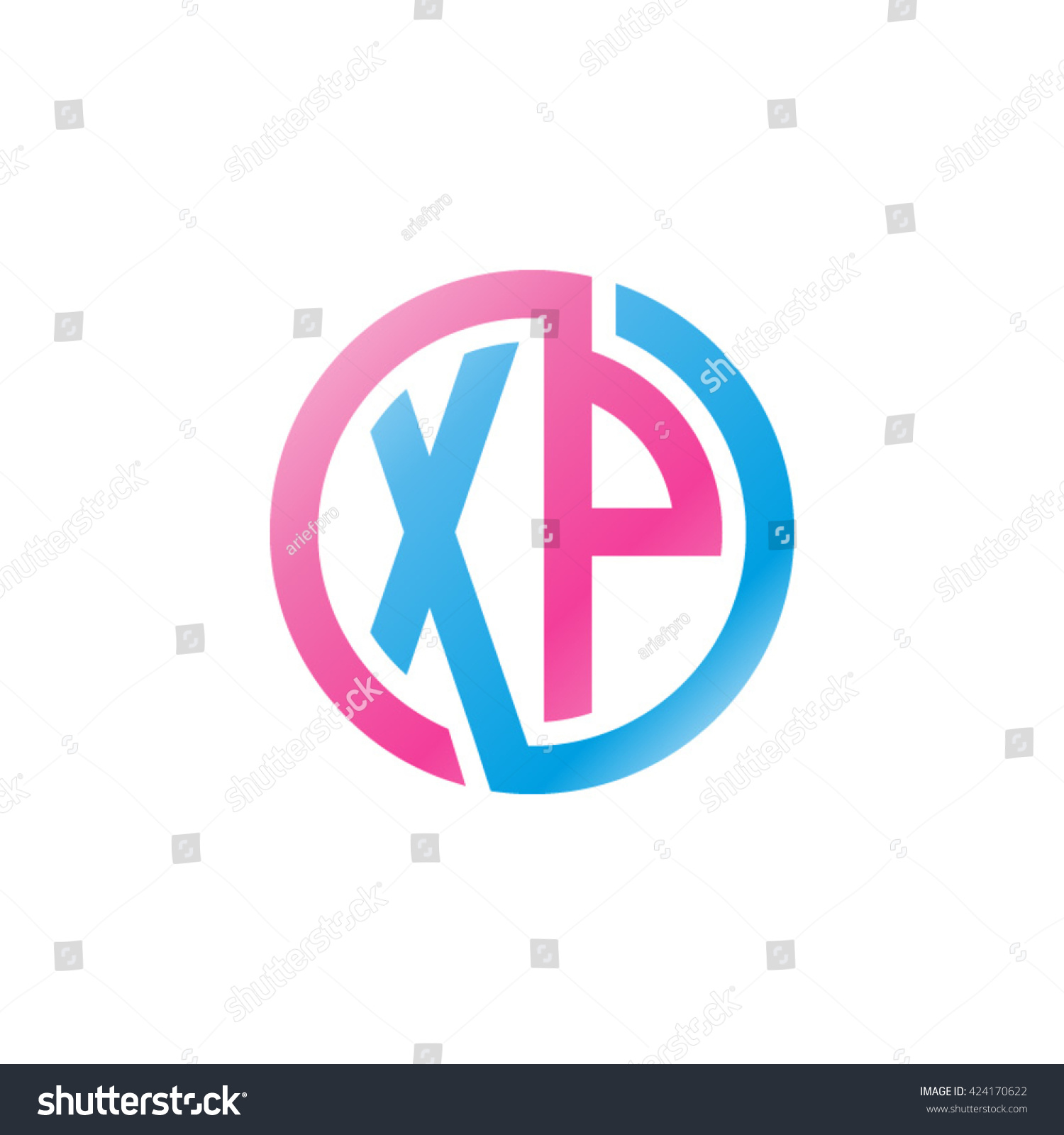 Xp Initial Letters Looping Linked Circle 스톡 벡터(로열티 프리) 424170622 ...
