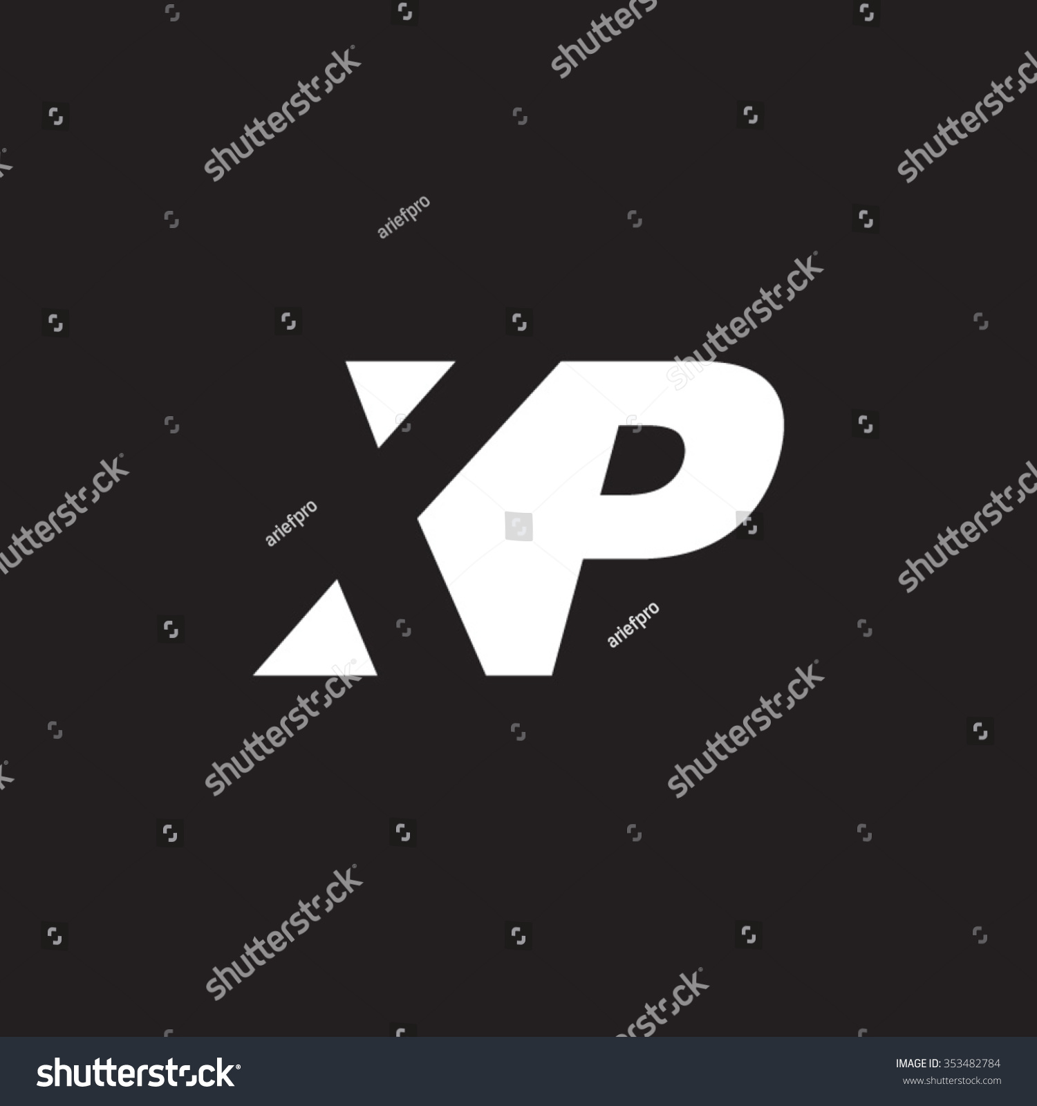 Xp Negative Space Letter Logo Black Stock Vector (Royalty Free) 353482784