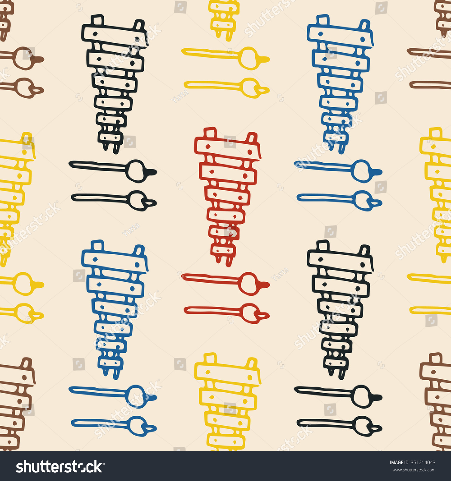 Xylophone Hand Draw Seamless Pattern Background: เวกเตอร์สต็อก (ปลอดค่า ...