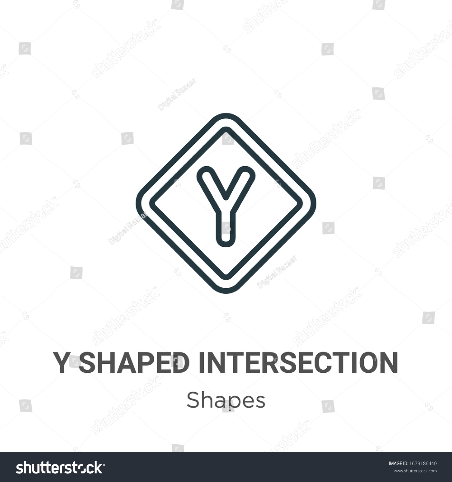Y Shaped Intersection Outline Vector Icon: เวกเตอร์สต็อก (ปลอดค่า ...