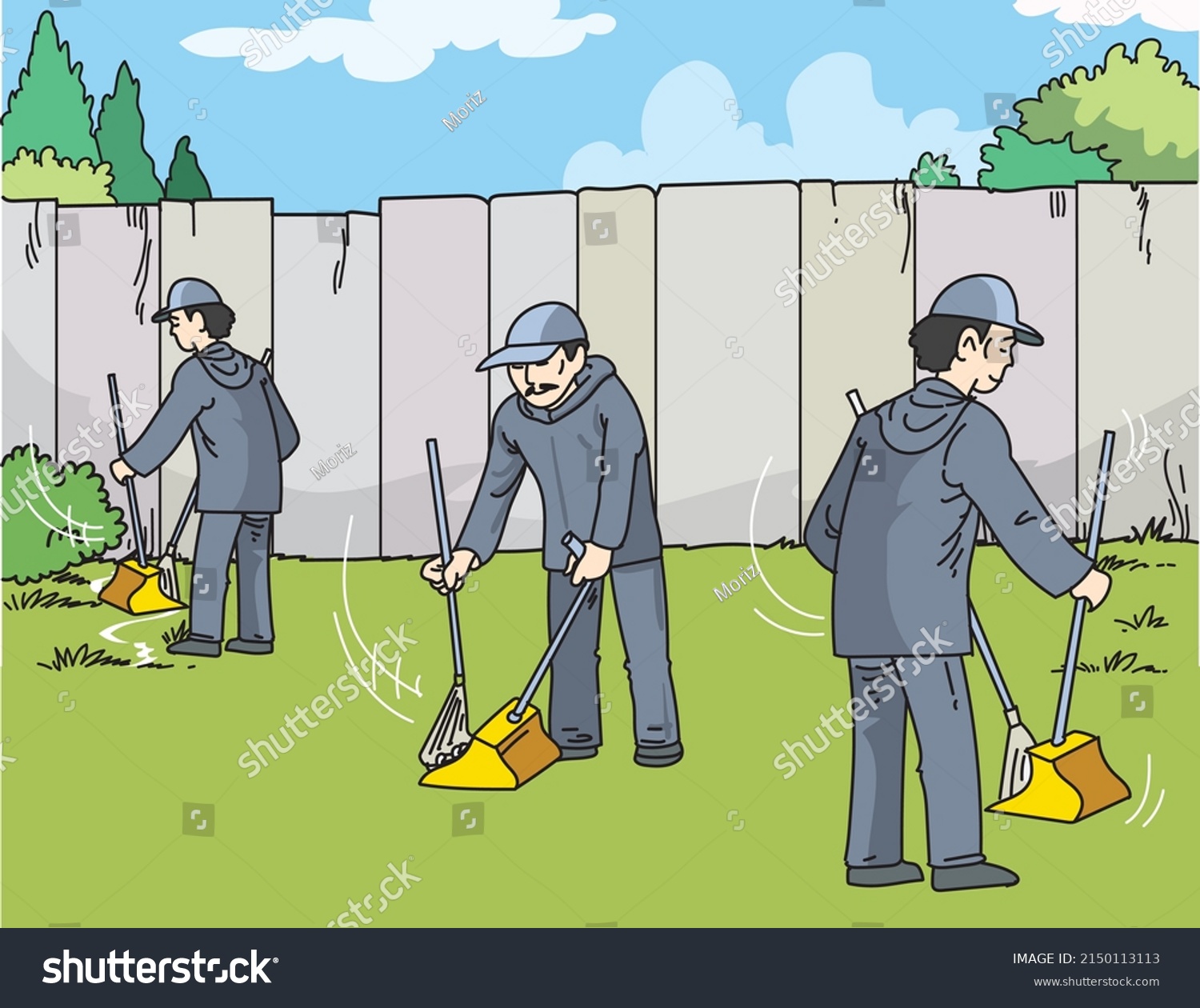 Yard Cleaning Team Vector Illustration Stock Vector (Royalty Free ...