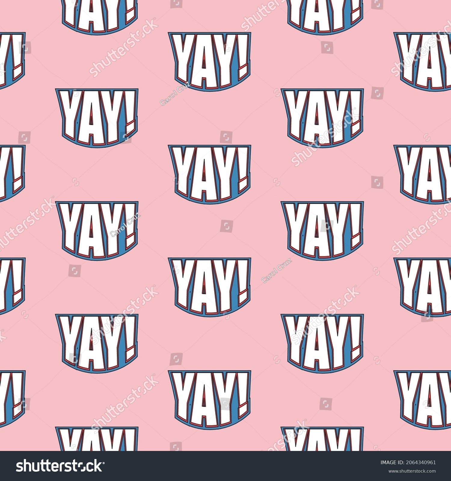 Yay Word Seamless Pattern Typography Vector Stock Vector (Royalty Free ...