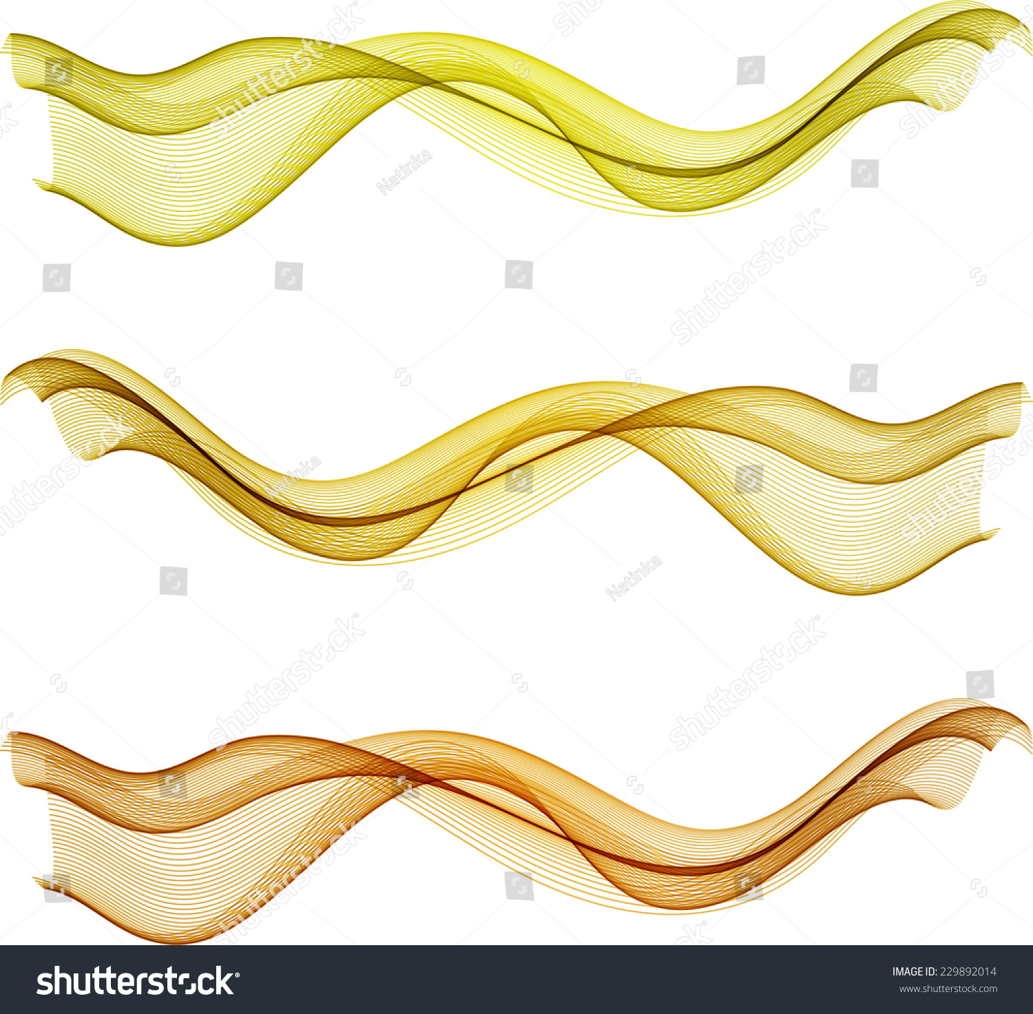 Yellow Abstract Waves Isolated On White Stock Vector (Royalty Free ...
