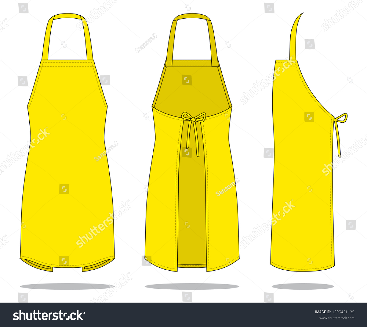Yellow Apron Vector Template Front Back Stock Vector (Royalty Free ...