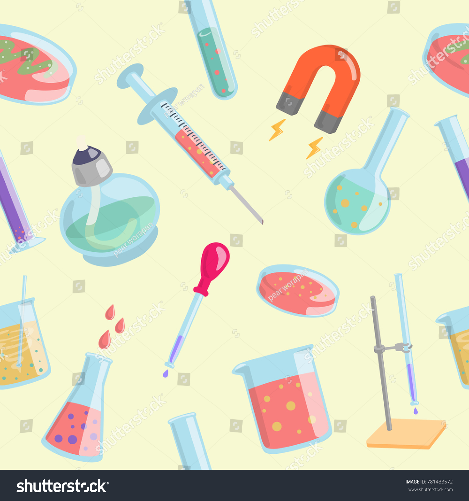Yellow Background Science Equipment Stock Vector (Royalty Free ...