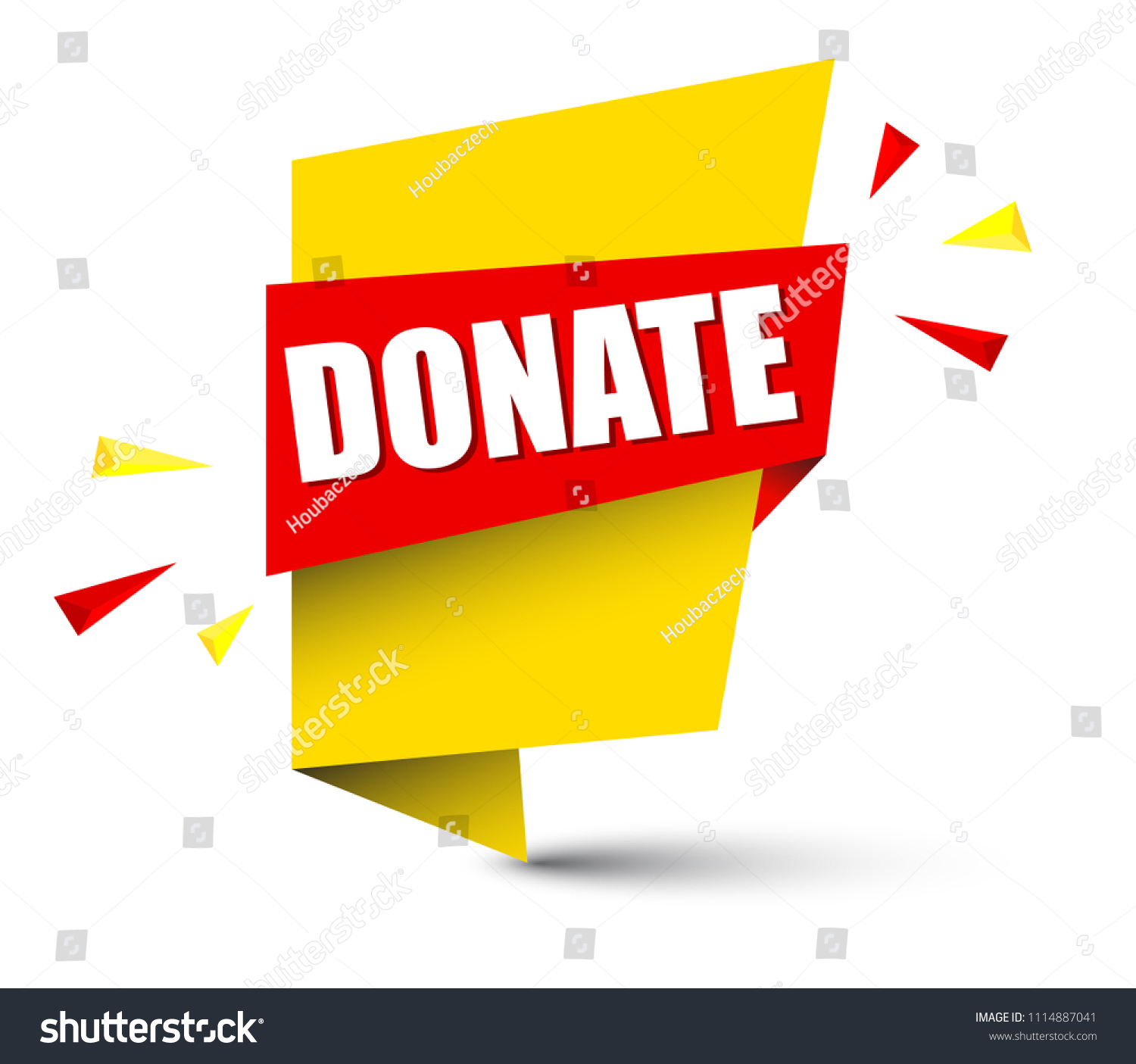 Yellow Banner Donate Stock Vector (Royalty Free) 1114887041