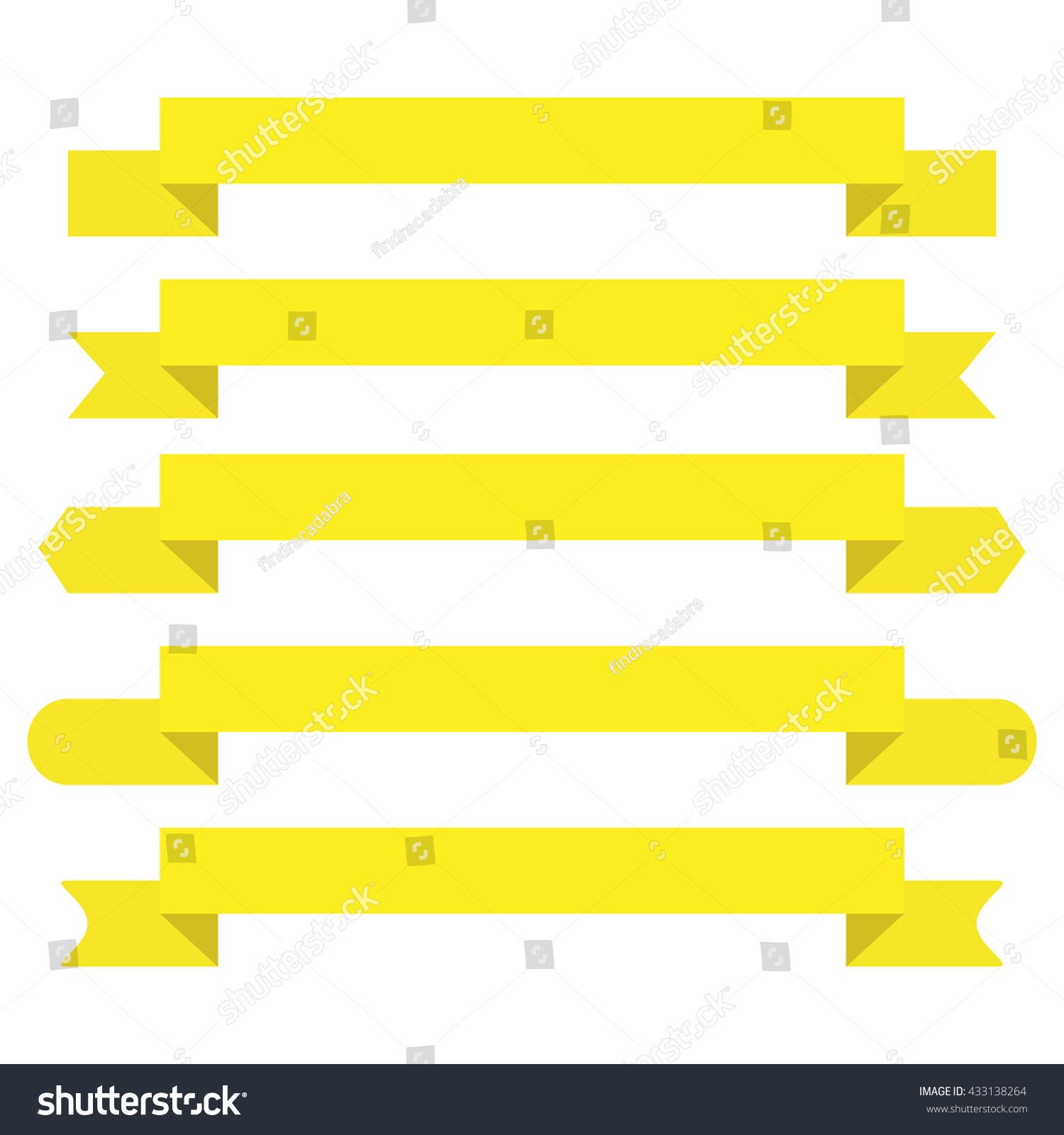 Yellow Banner Ribbon Vector Set Stock Vector 433138264 - Shutterstock