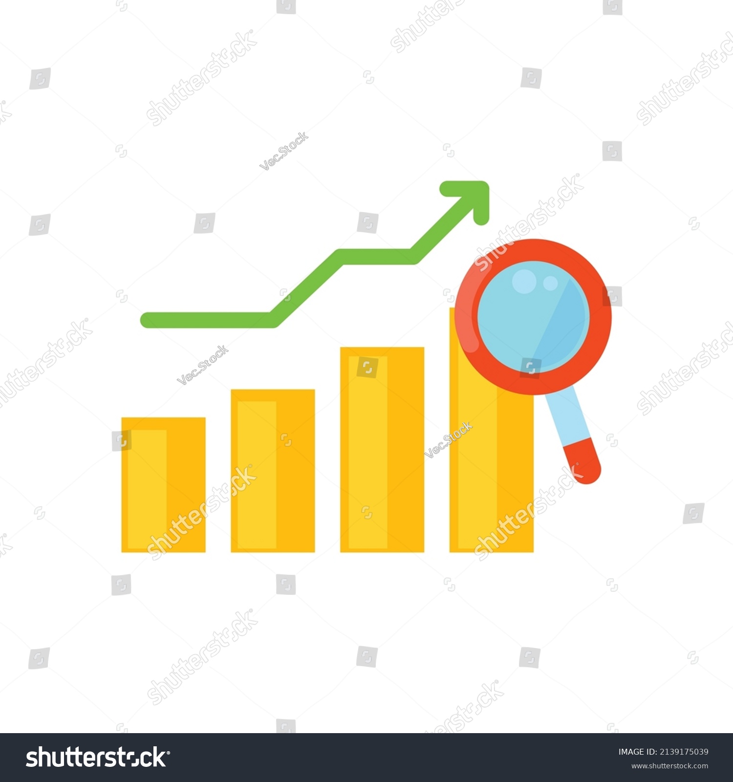 Yellow Bar Graph Loupe Stock Vector (Royalty Free) 2139175039 ...