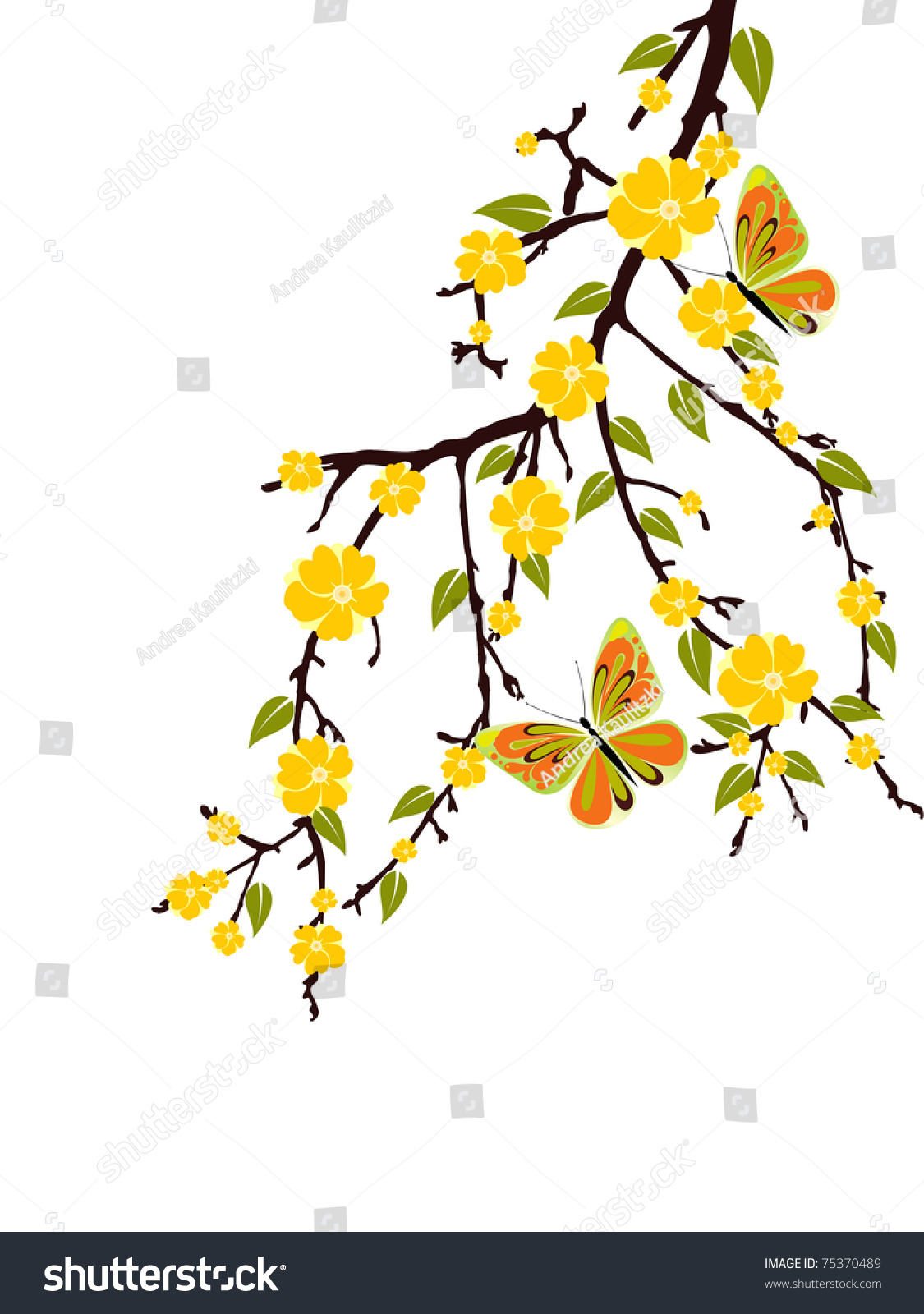 Yellow Blossom Vector Stock Vector (Royalty Free) 75370489 | Shutterstock