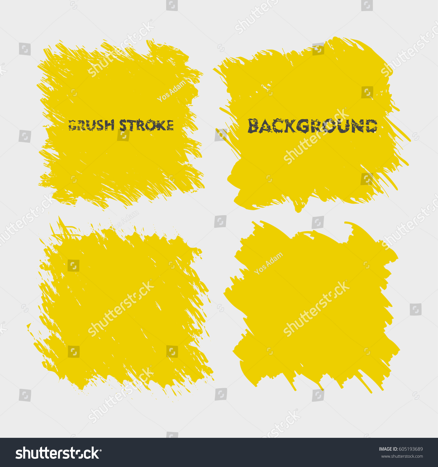 Yellow Brush Stroke Frame Setflat Abstract Stock Vector (Royalty Free ...