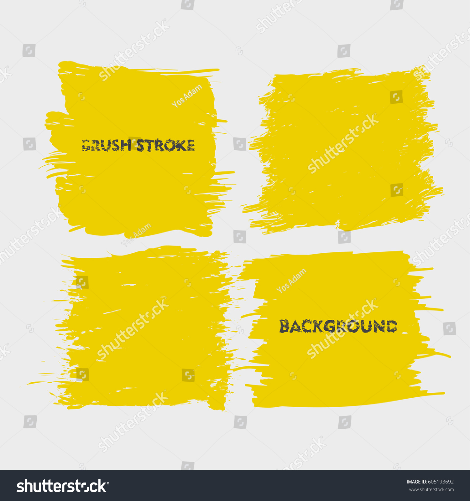 Yellow Brush Stroke Frame Setflat Abstract 스톡 벡터(로열티 프리) 605193692