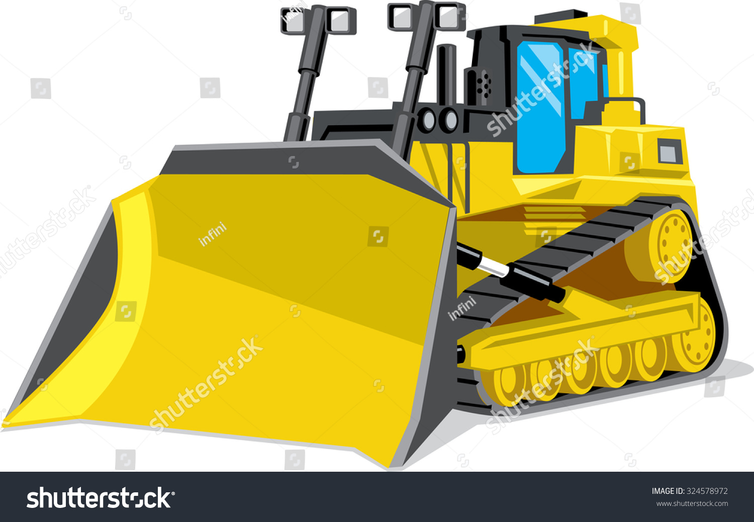 Yellow Building Bulldozer Vector Illustration Stock Vector (Royalty ...