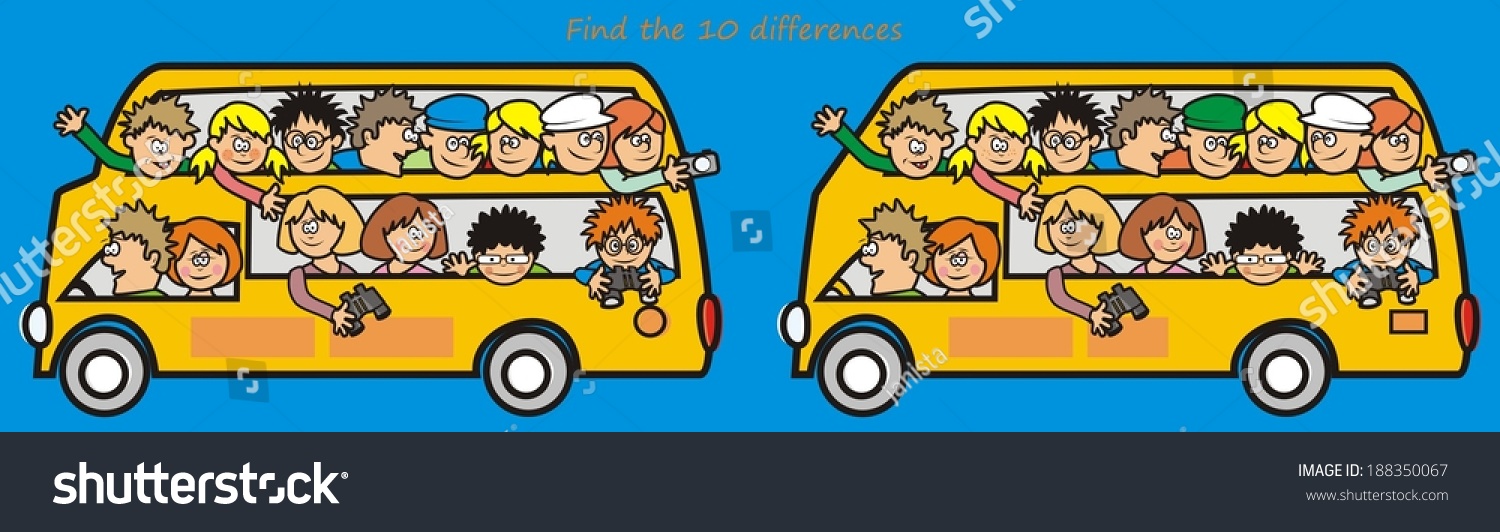 Yellow Bus Find 10 Differences Board Stock Vector (Royalty Free ...