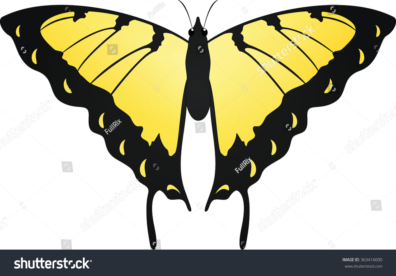Yellow Butterfly Vector Isolated Stock Vector (Royalty Free) 363416000