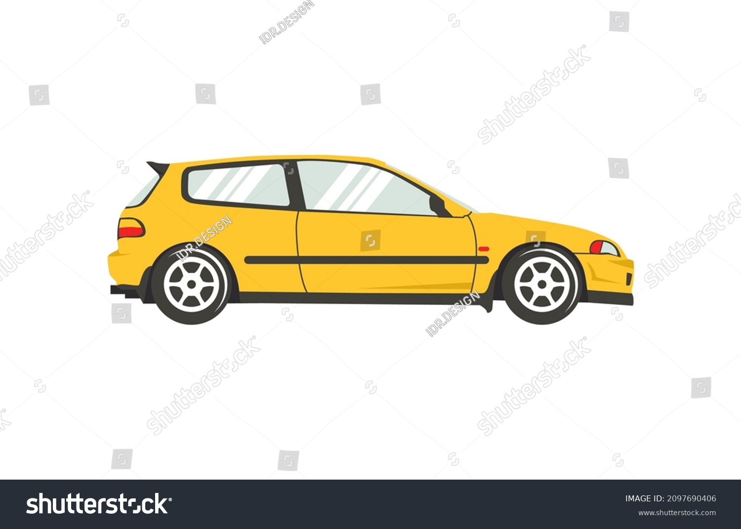 Yellow Car Types Coupe Hatchback Outline Stock Vector (Royalty Free ...