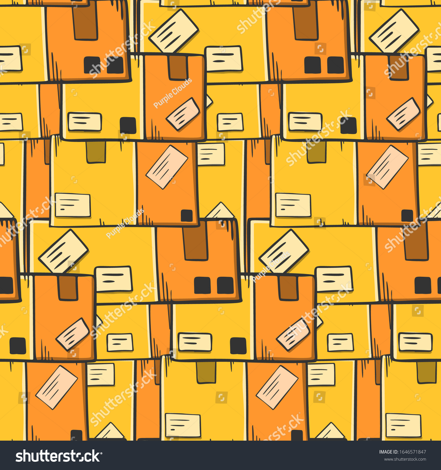 Yellow Cargo Package Cartoon Style Vector Stock Vector (Royalty Free ...