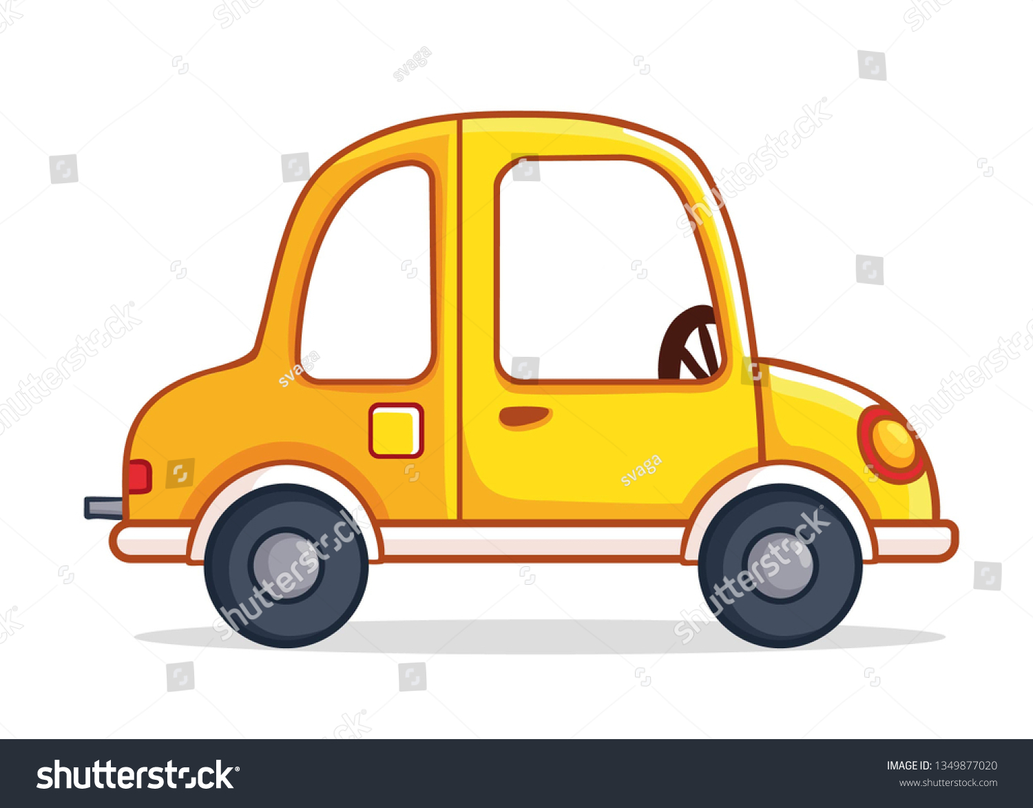 Yellow Cartoon Car Vector Stock Vector (Royalty Free) 1349877020