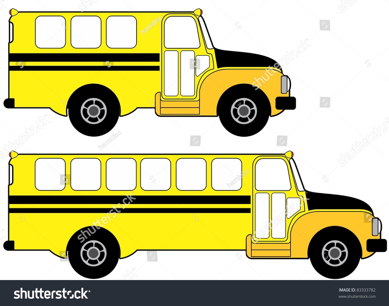 Yellow Cartoon School Bus Side View: เวกเตอร์สต็อก (ปลอดค่าลิขสิทธิ์ ...