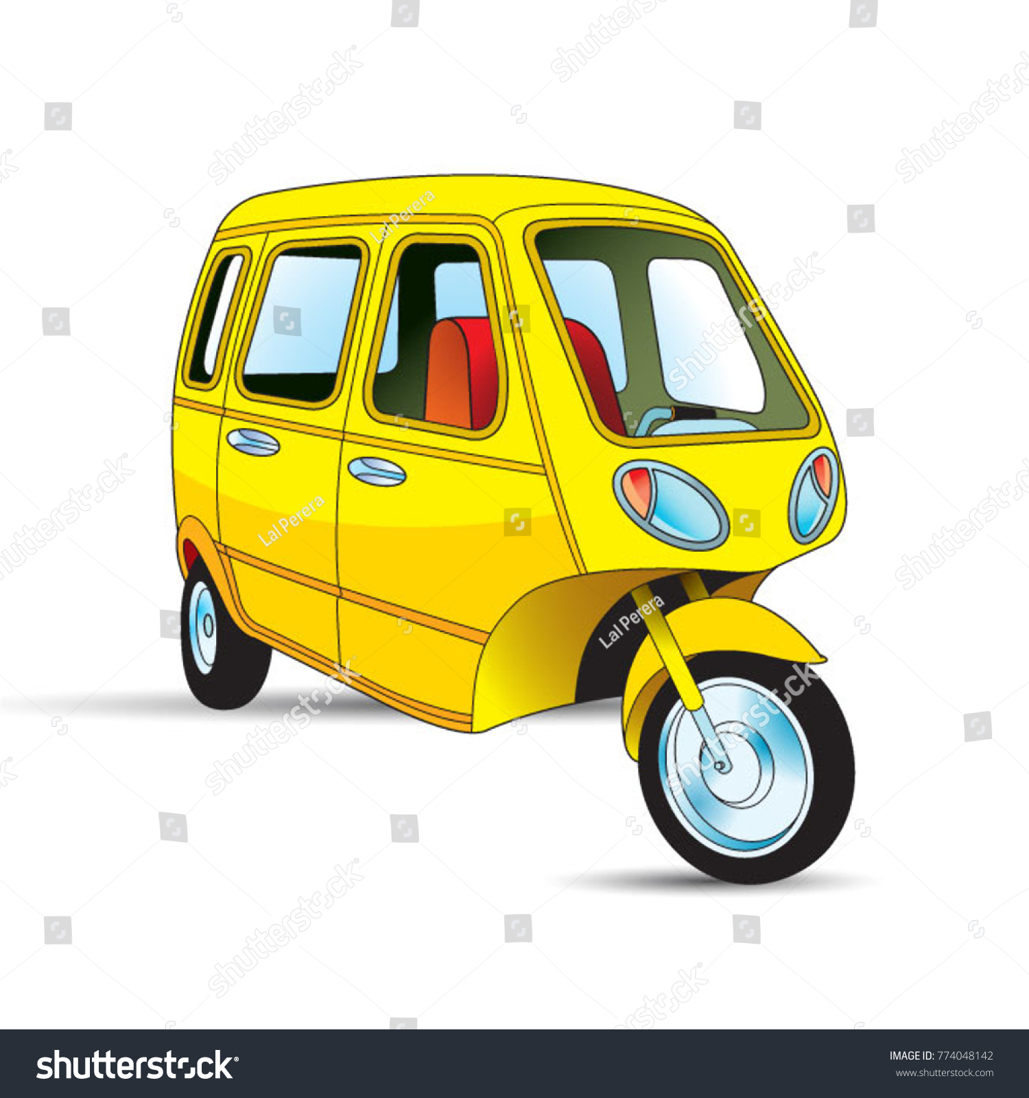 Yellow Color Three Wheeler Vector Drawing: vector de stock (libre de ...