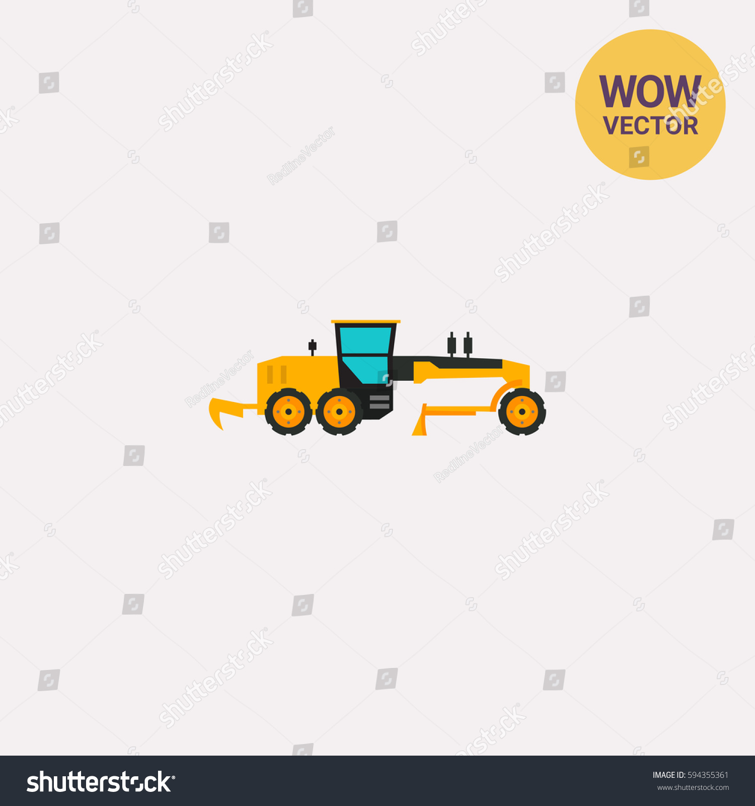 Yellow Construction Road Grader Icon Stock Vector 594355361 - Shutterstock