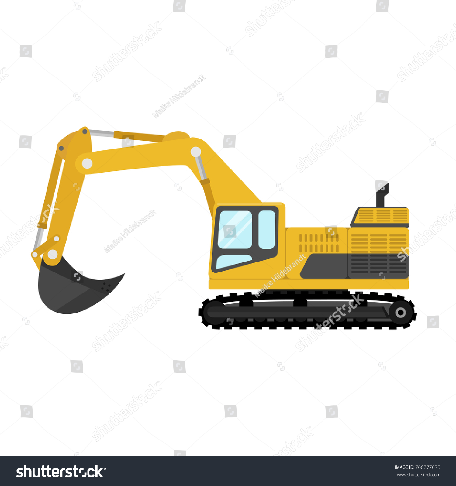 Yellow Digger Flat Design Stock Vector (Royalty Free) 766777675 ...