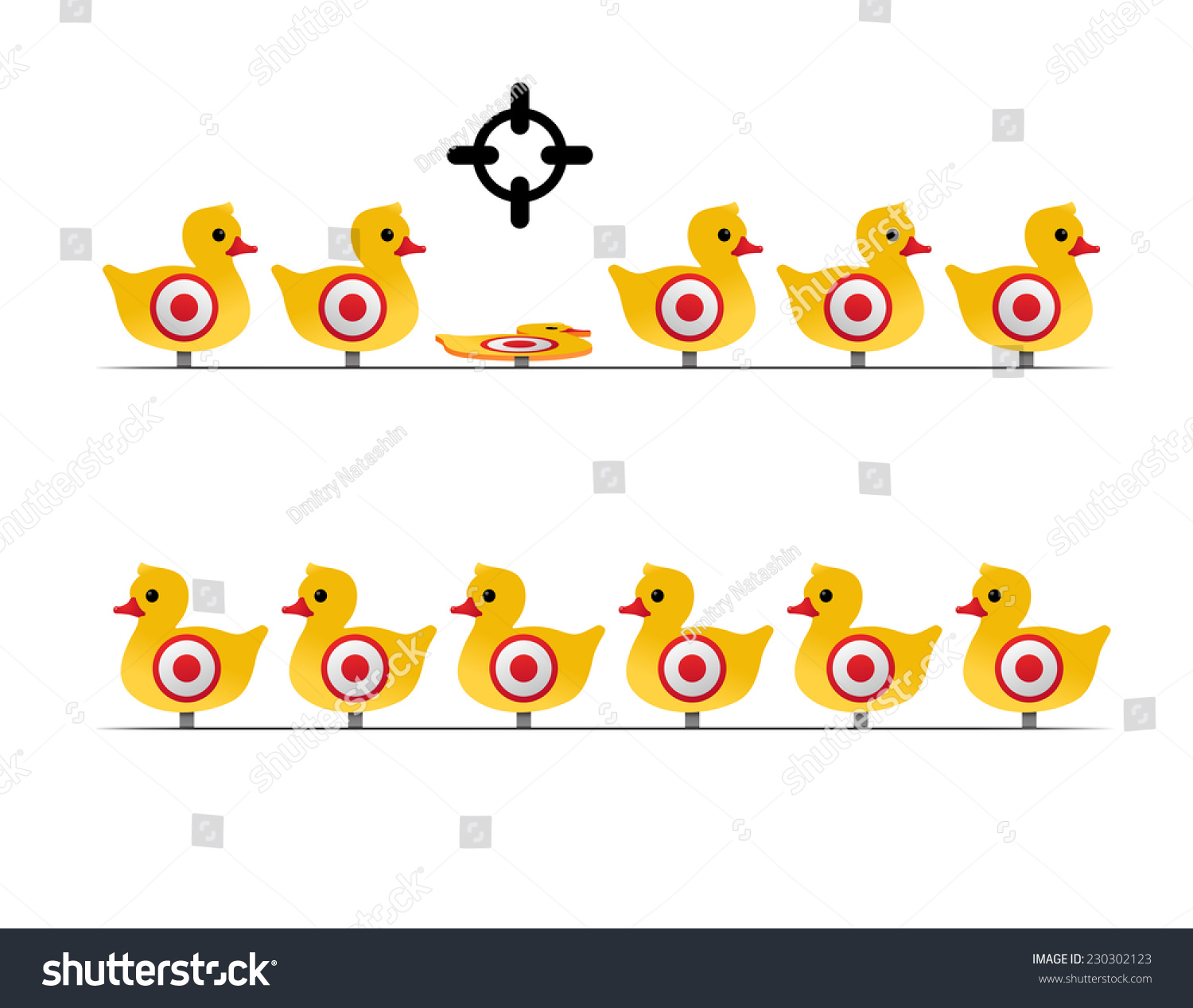 Yellow Duck Targets Stock Vector Illustration 230302123 : Shutterstock