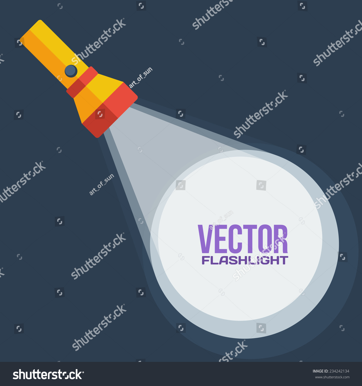 Yellow Flashlight Vector Flat Style On Stock Vector (Royalty Free ...