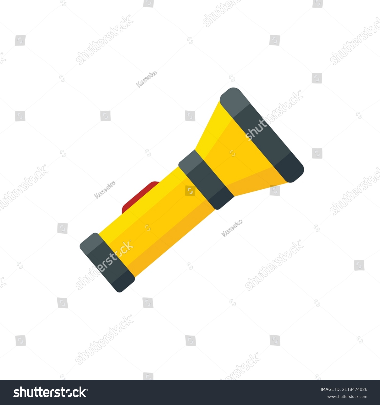 Yellow Flashlight Isolated On White Background Stock Vector (Royalty ...