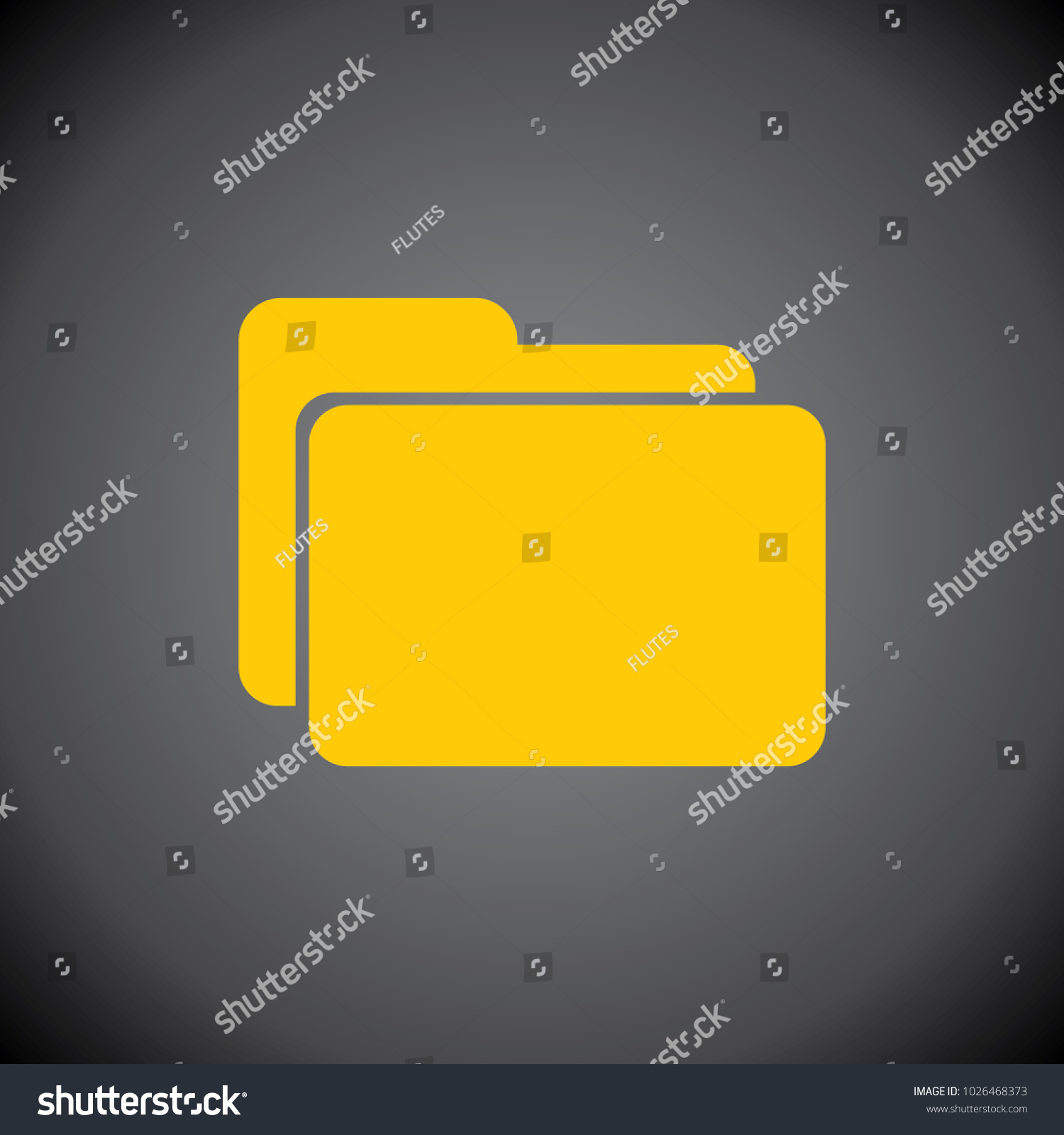 Yellow Folder Icon On Black Background Stock Vector (Royalty Free ...